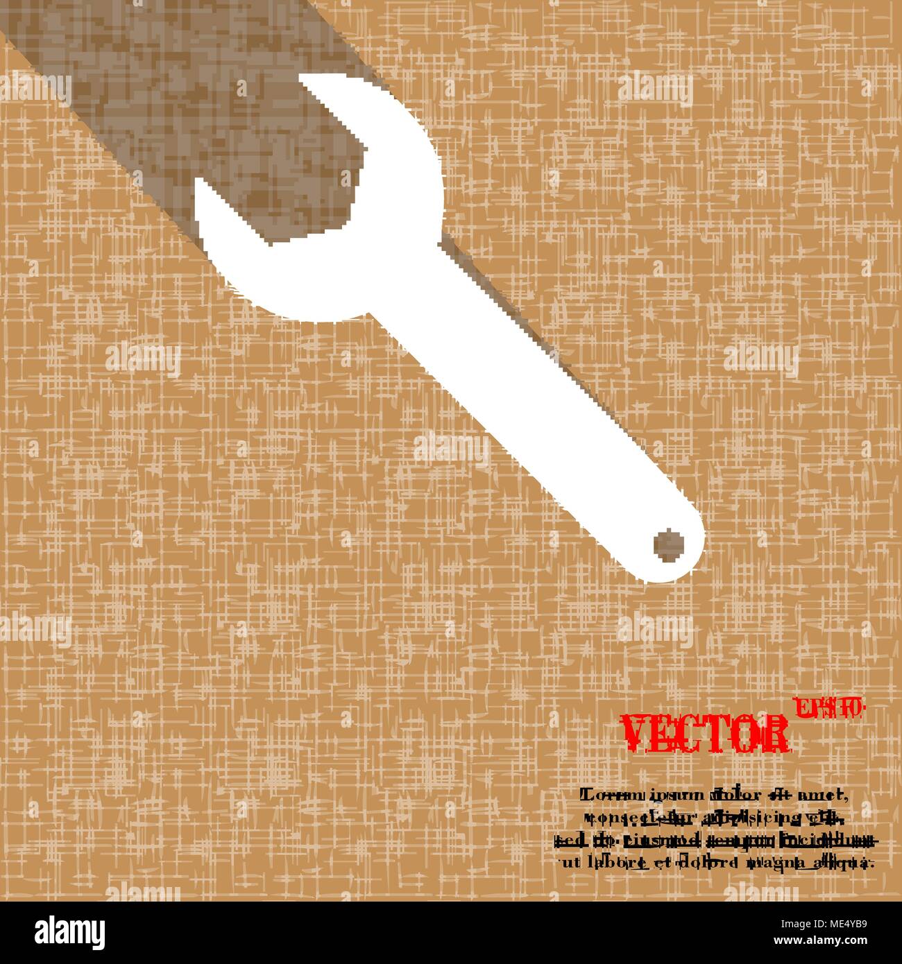 Wrench key icon symbol on abstract geometric background with long ...