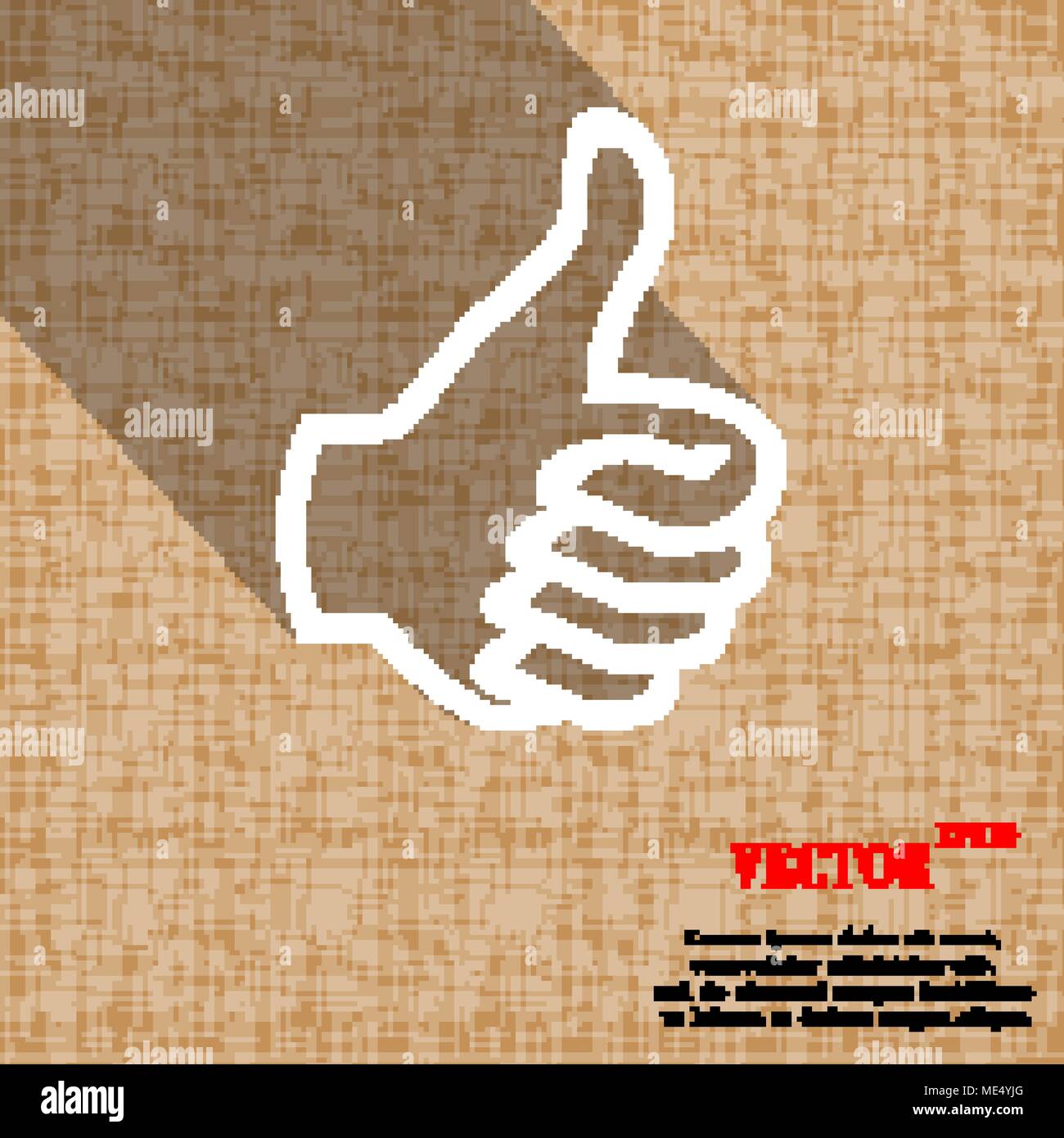 Thumb up icon symbol on abstract geometric background with long shadows ...