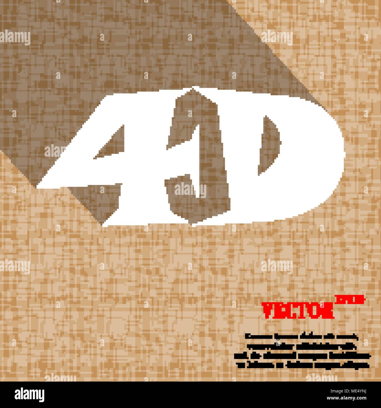 4D icon symbol on abstract geometric background with long shadows ...