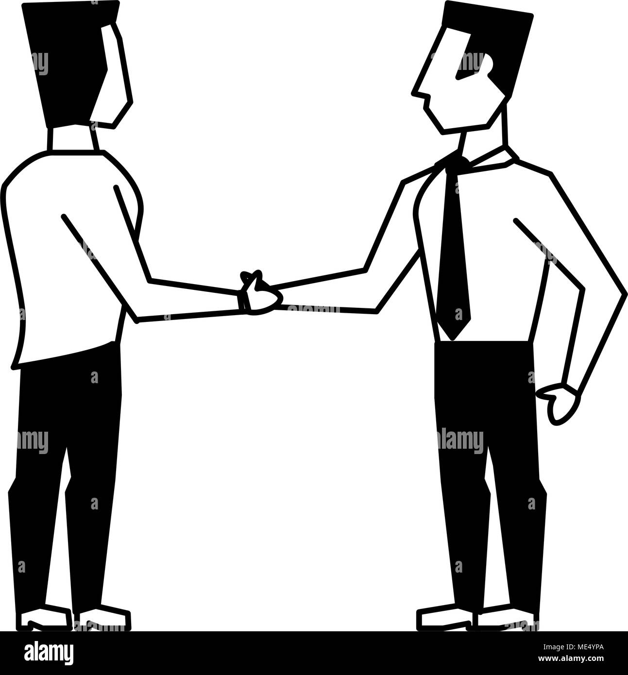 Businessmen shaking hands cartoon on black and white Stock Vector Image ...