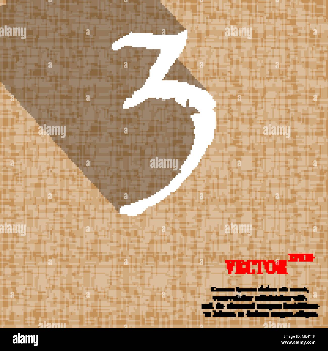 number three icon symbol on abstract geometric background with long ...