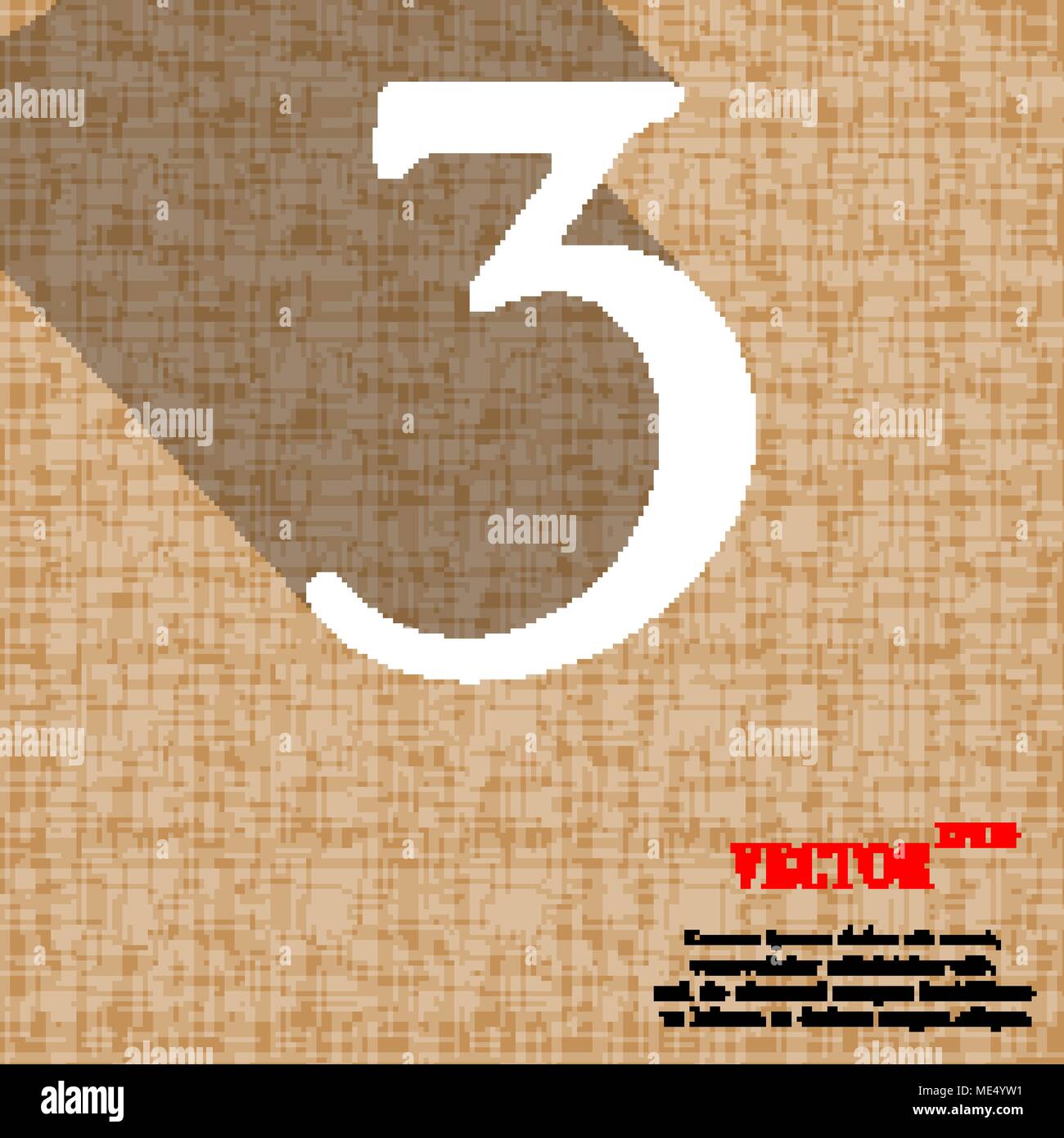 number three icon symbol on abstract geometric background with long ...