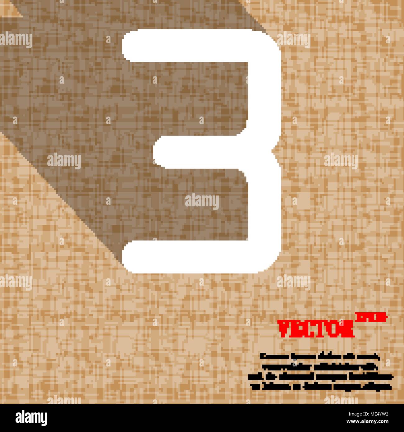 number three icon symbol on abstract geometric background with long ...