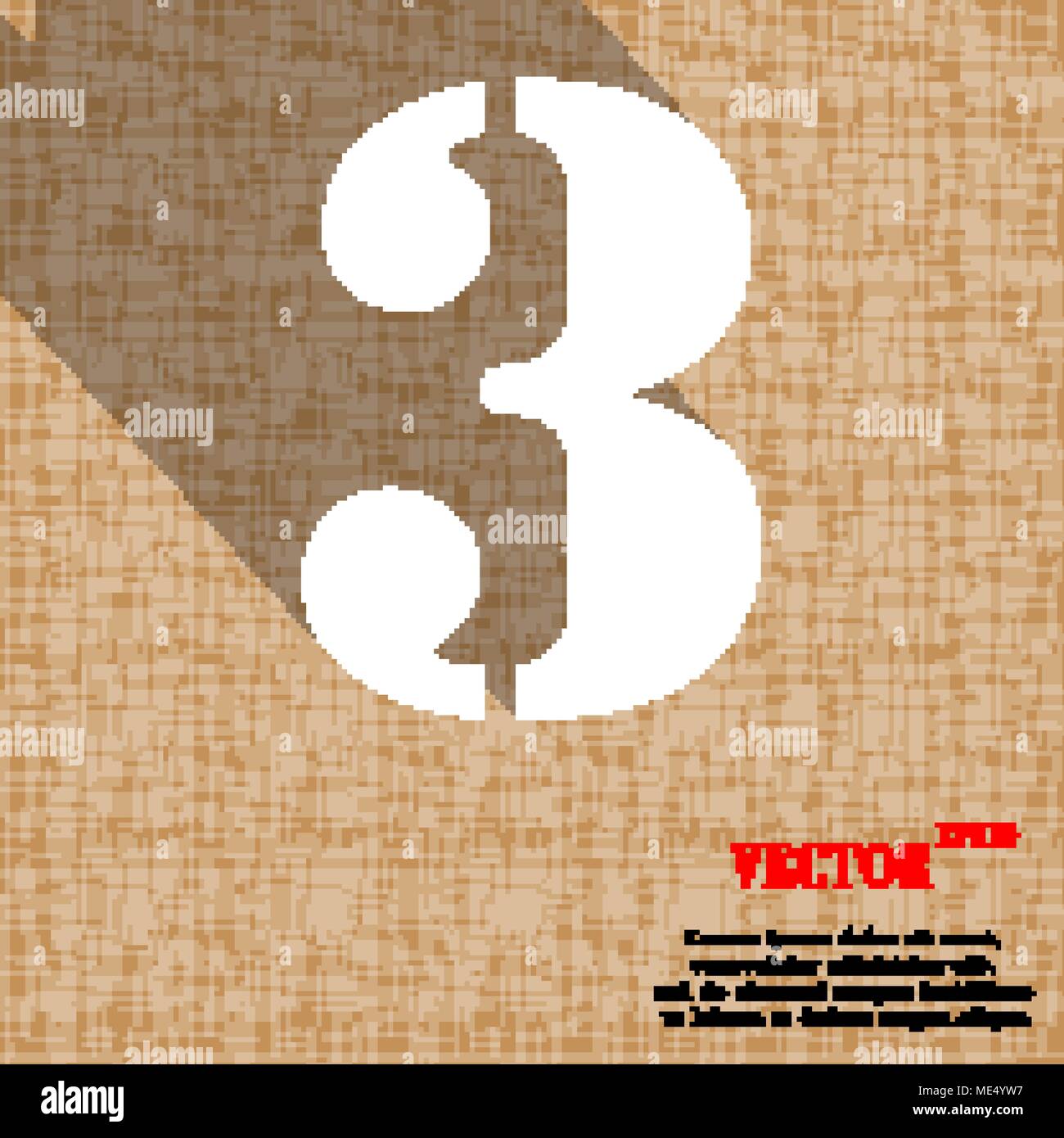 number three icon symbol on abstract geometric background with long ...