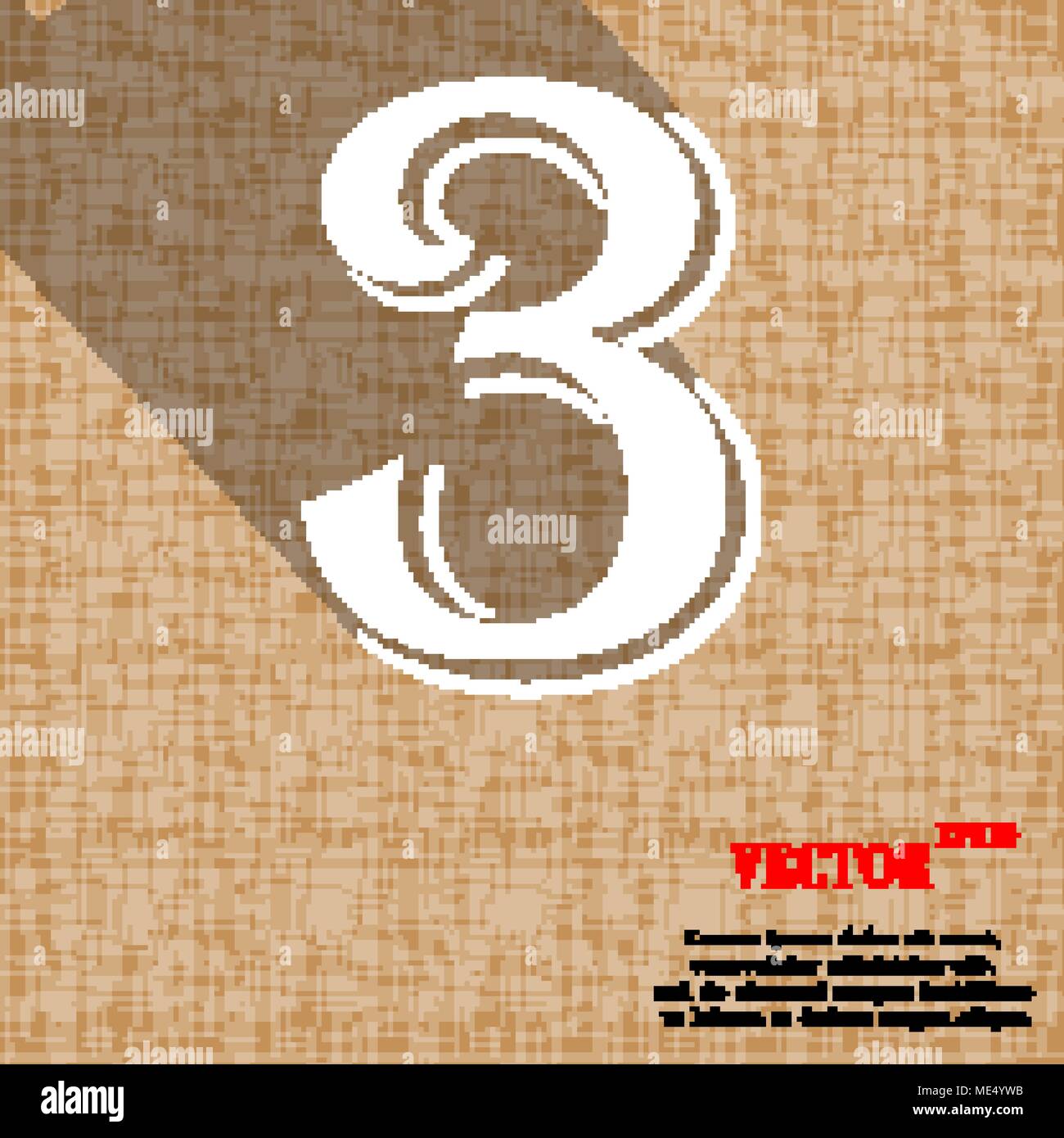 number three icon symbol on abstract geometric background with long ...