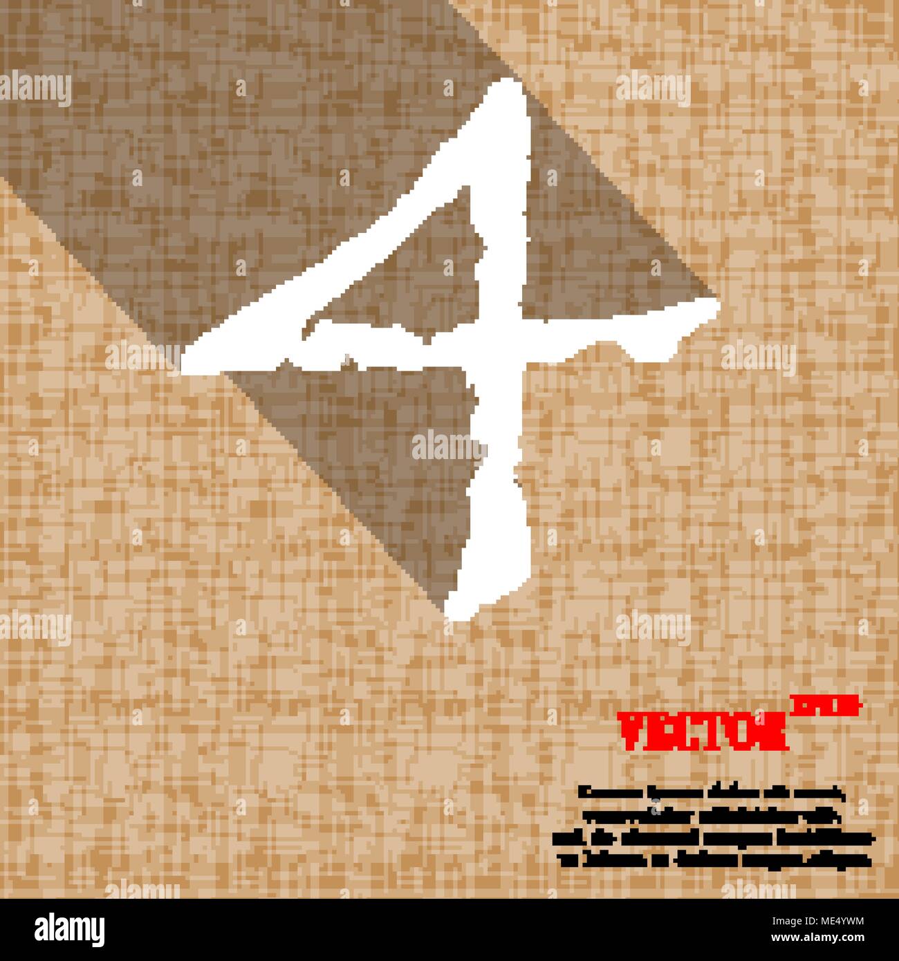 number four icon symbol on abstract geometric background with long ...