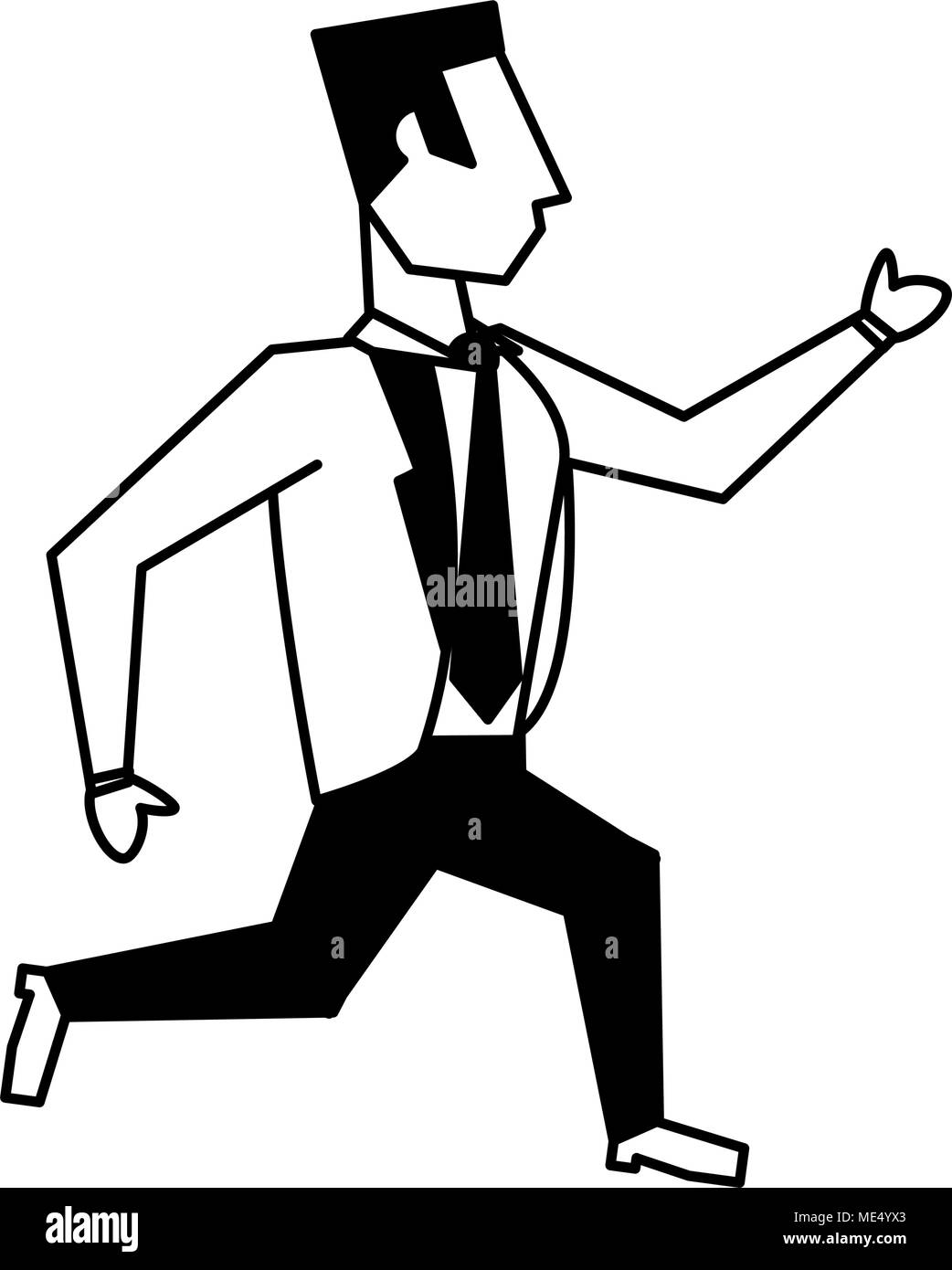 Businessman running cartoon on black and white Stock Vector Image & Art ...