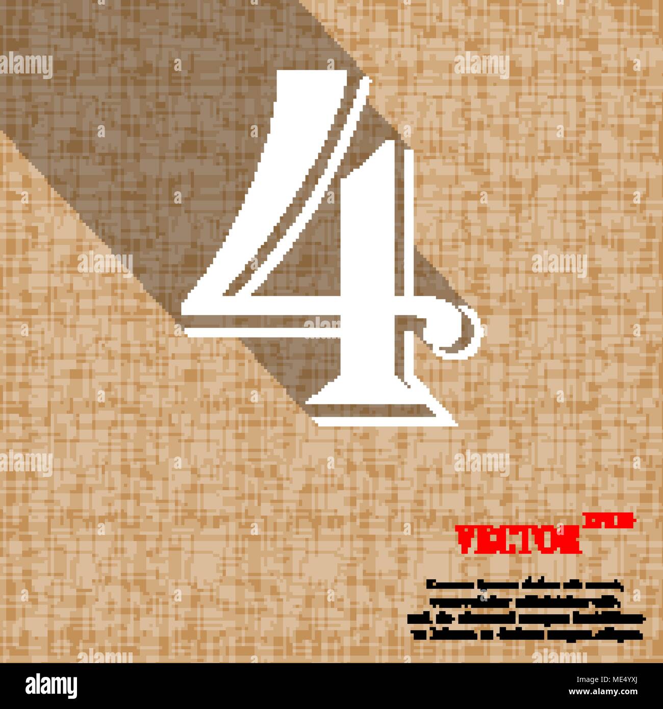 number four icon symbol on abstract geometric background with long ...