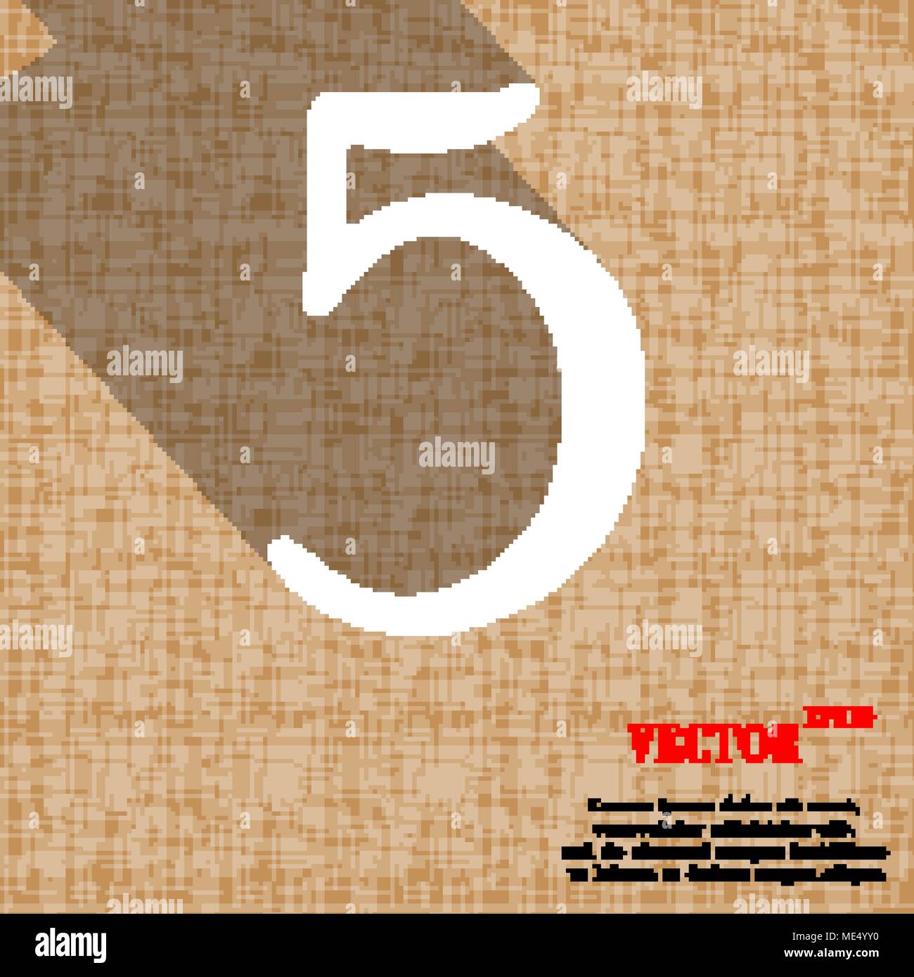 number five icon symbol on abstract geometric background with long ...