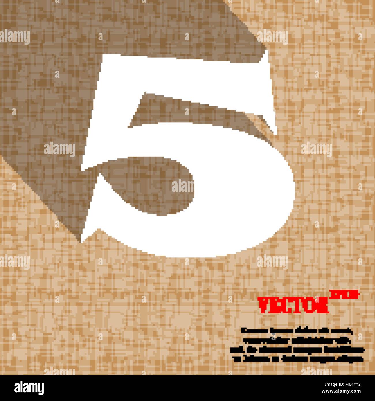 number five icon symbol on abstract geometric background with long ...