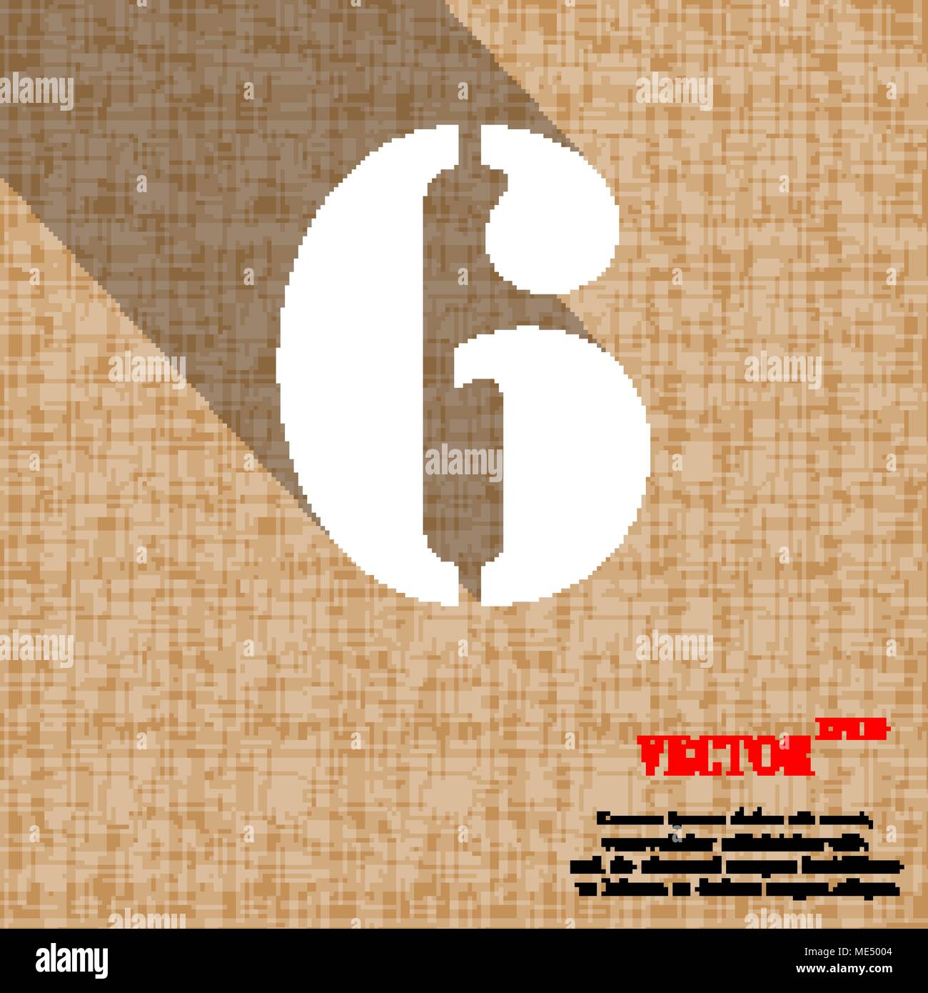 number six icon symbol on abstract geometric background with long ...