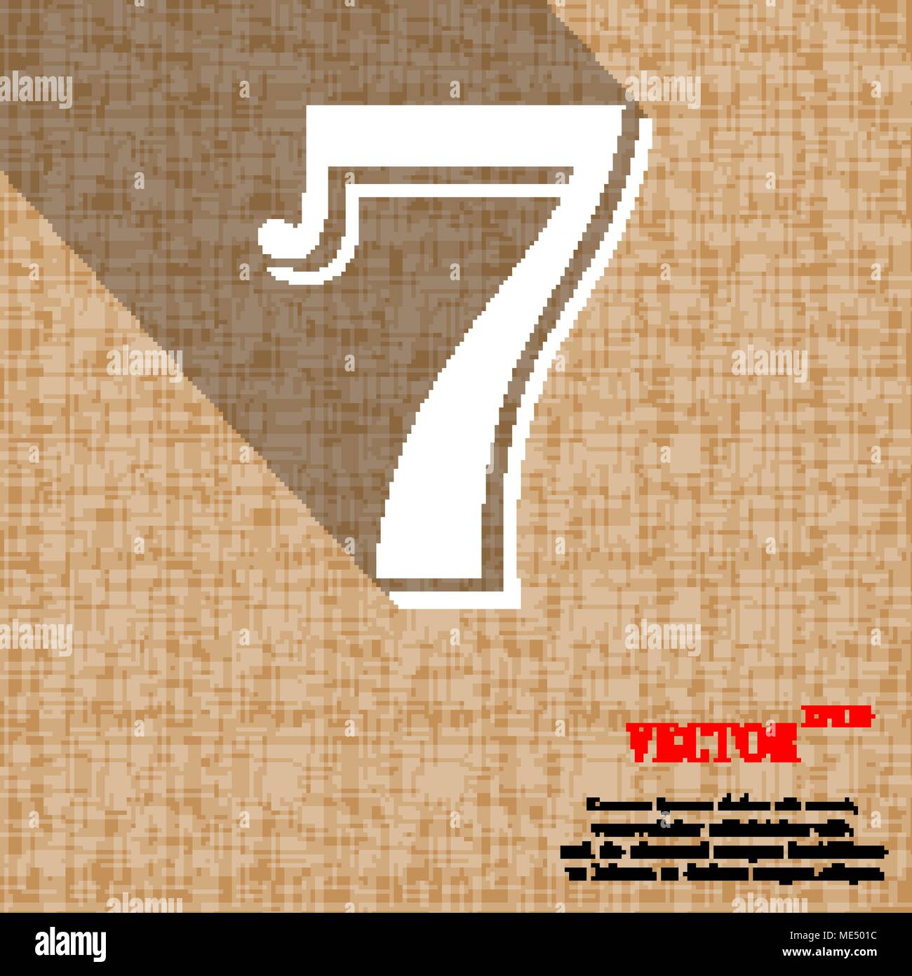 number seven icon symbol on abstract geometric background with long ...