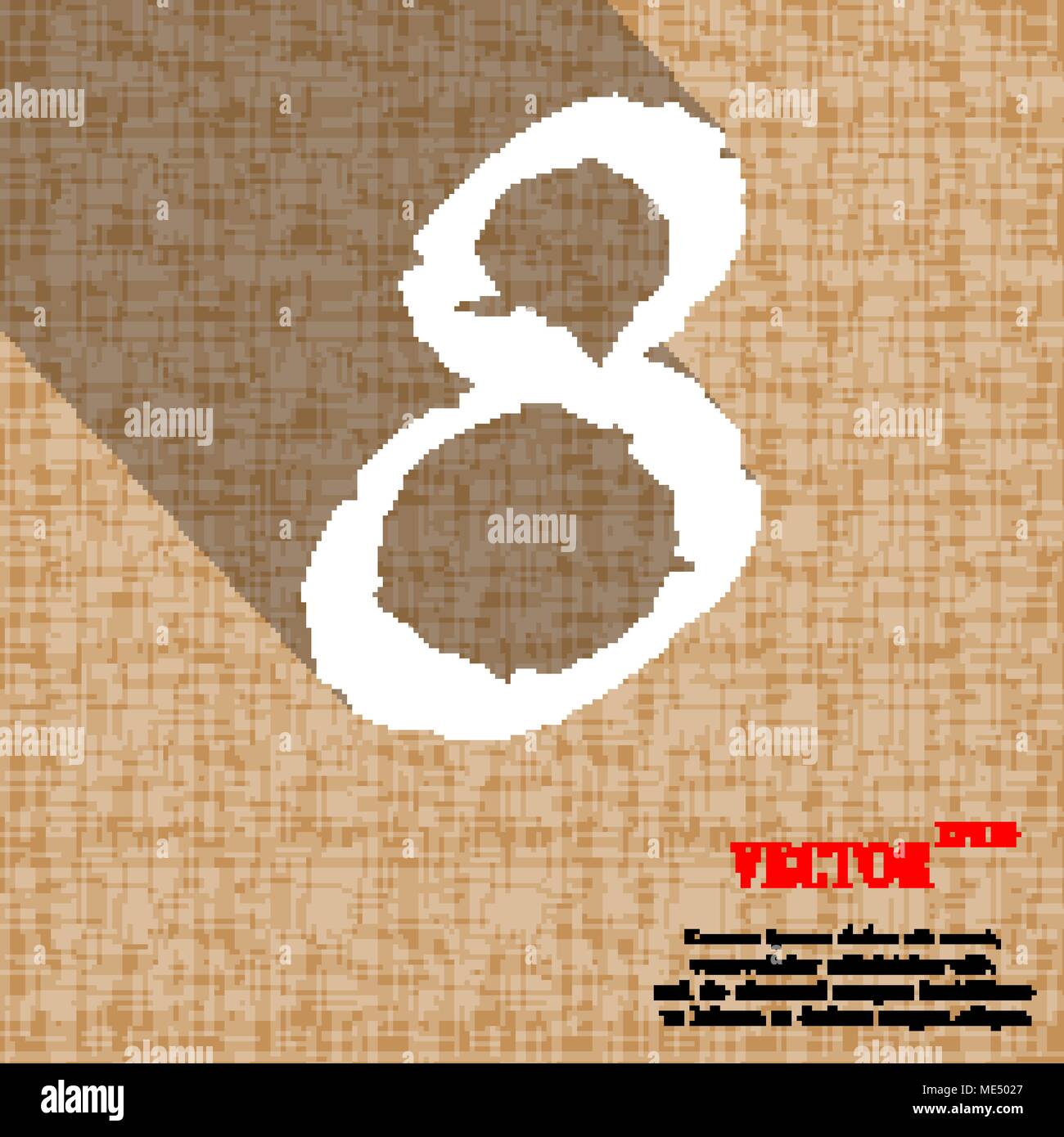 number Eight icon symbol on abstract geometric background with long ...