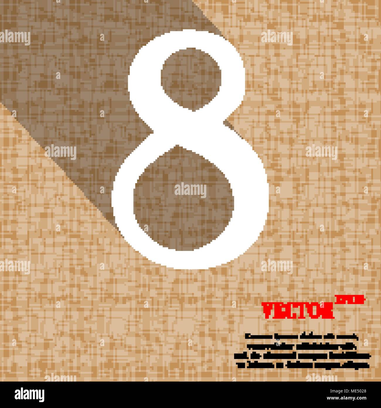 number Eight icon symbol on abstract geometric background with long ...