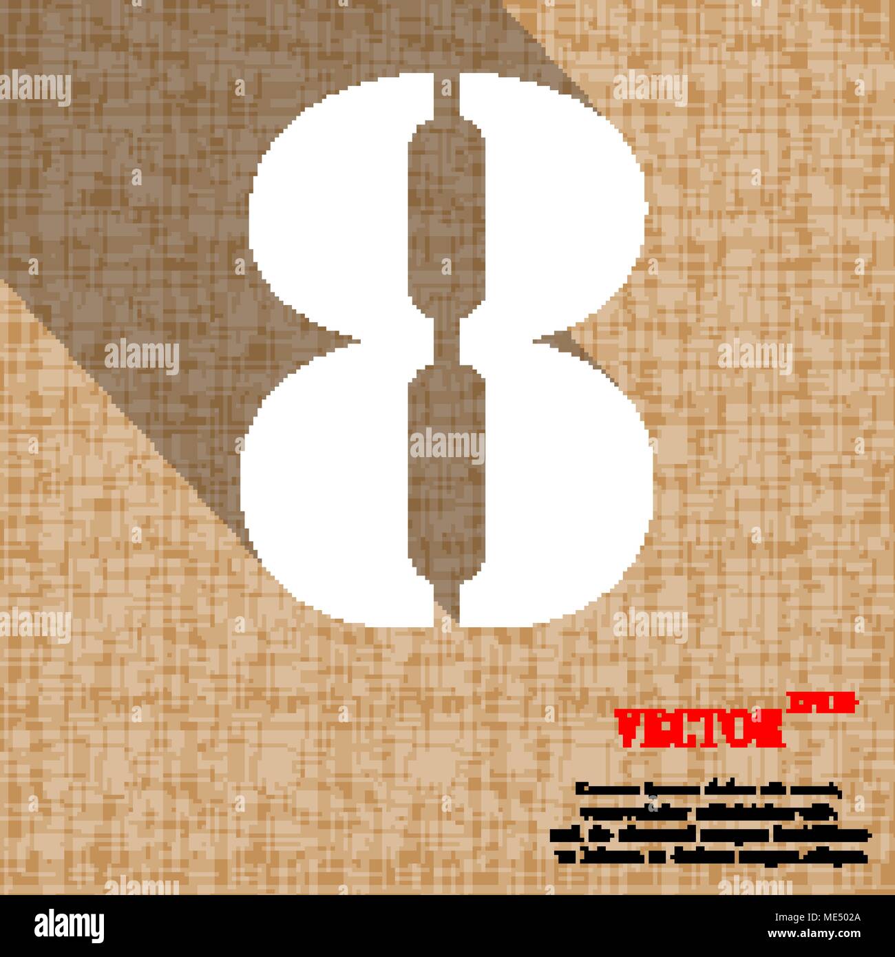 number Eight icon symbol on abstract geometric background with long ...