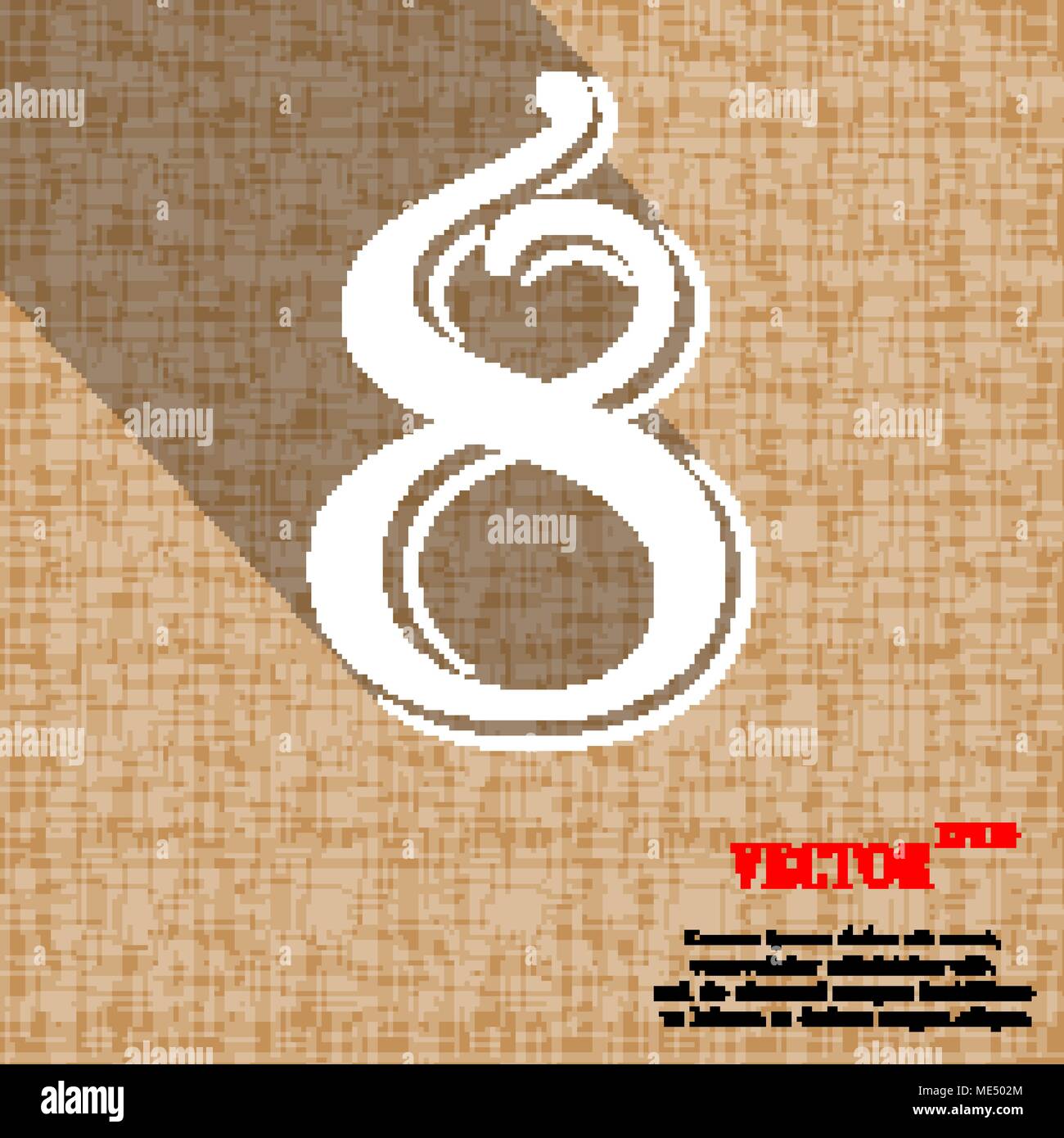 number Eight icon symbol on abstract geometric background with long ...