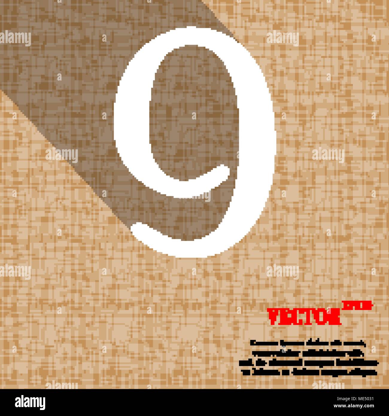 number Nine icon symbol on abstract geometric background with long ...