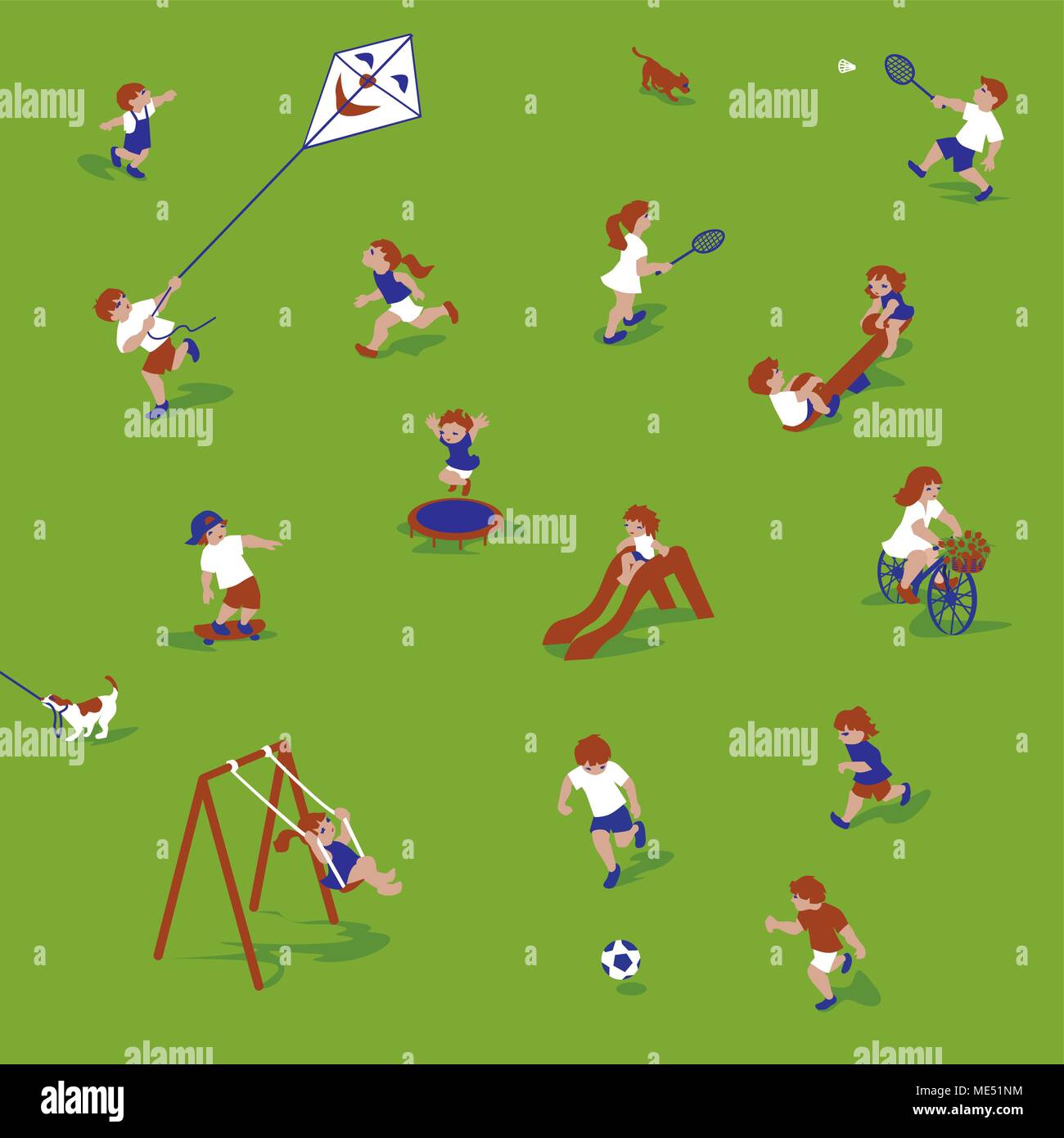 Illustration kids playing kite Stock Vector Images - Alamy