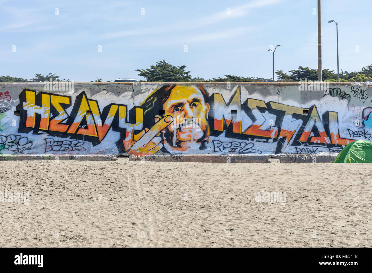 "Heavy Metal" and Lemmy graffiti, Ocean Beach, San Francisco Stock ...