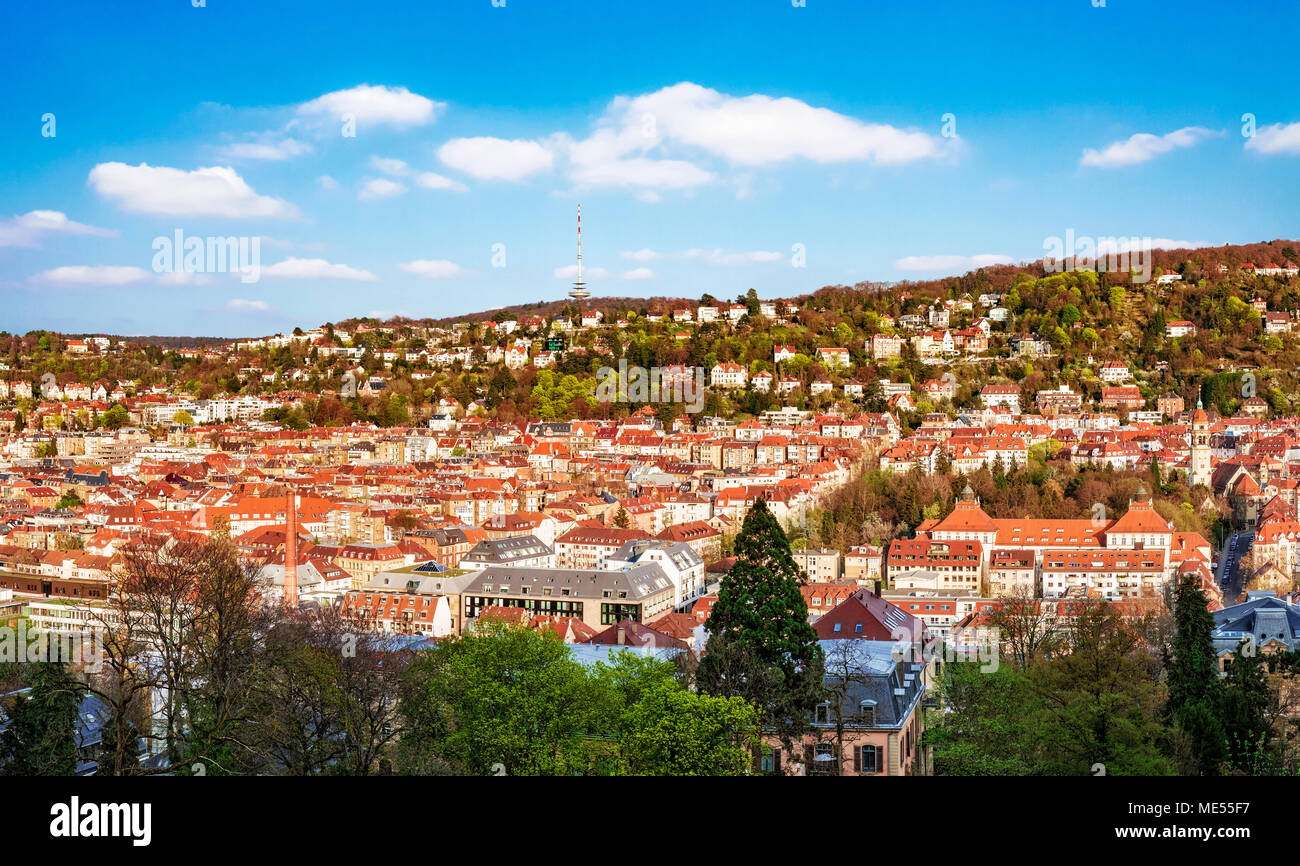 Panorama shot of Stuttgart, Germany, from viewpoint Karlshoehe Stock ...