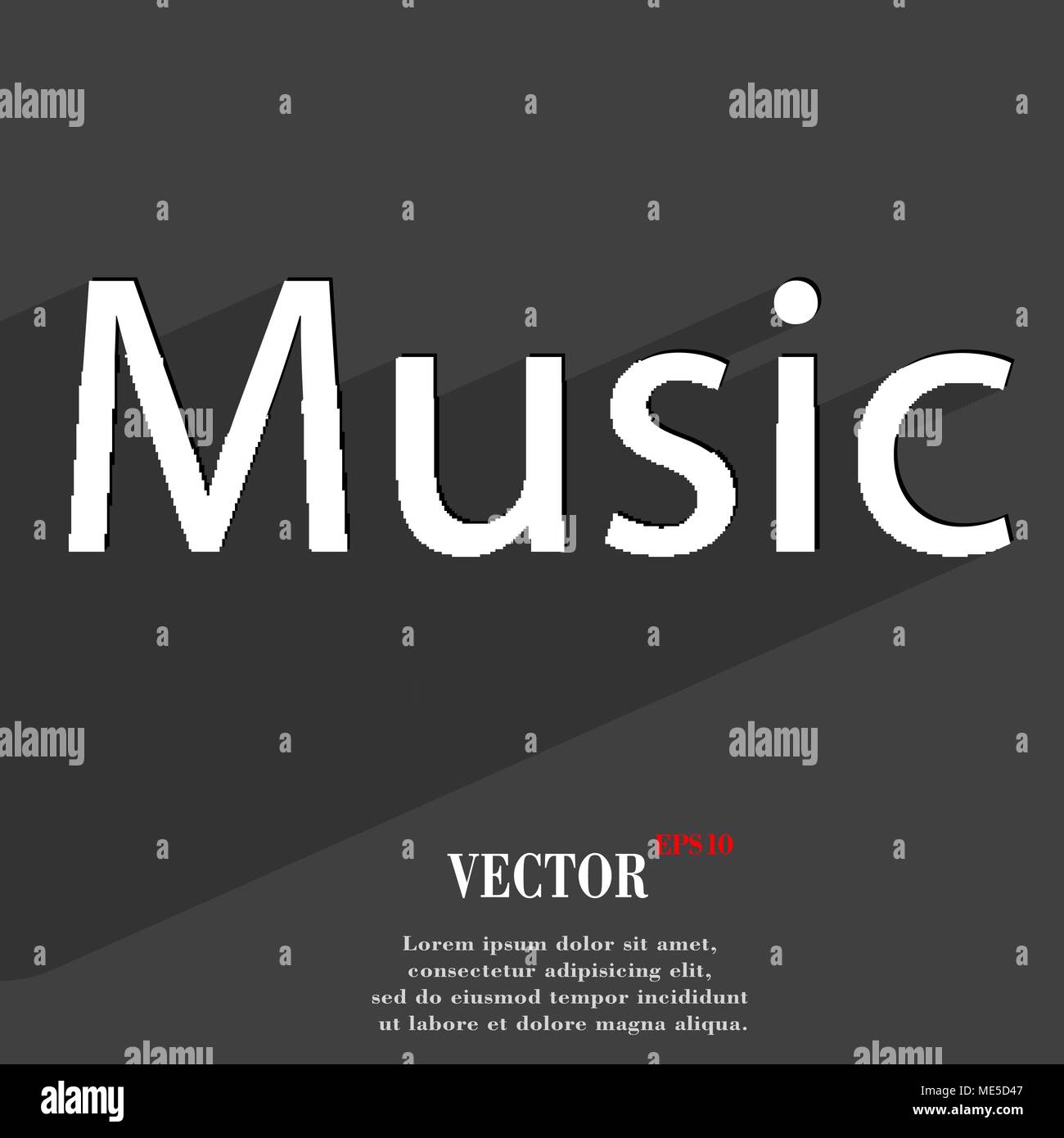 music icon symbol Flat modern web design with long shadow and space for ...