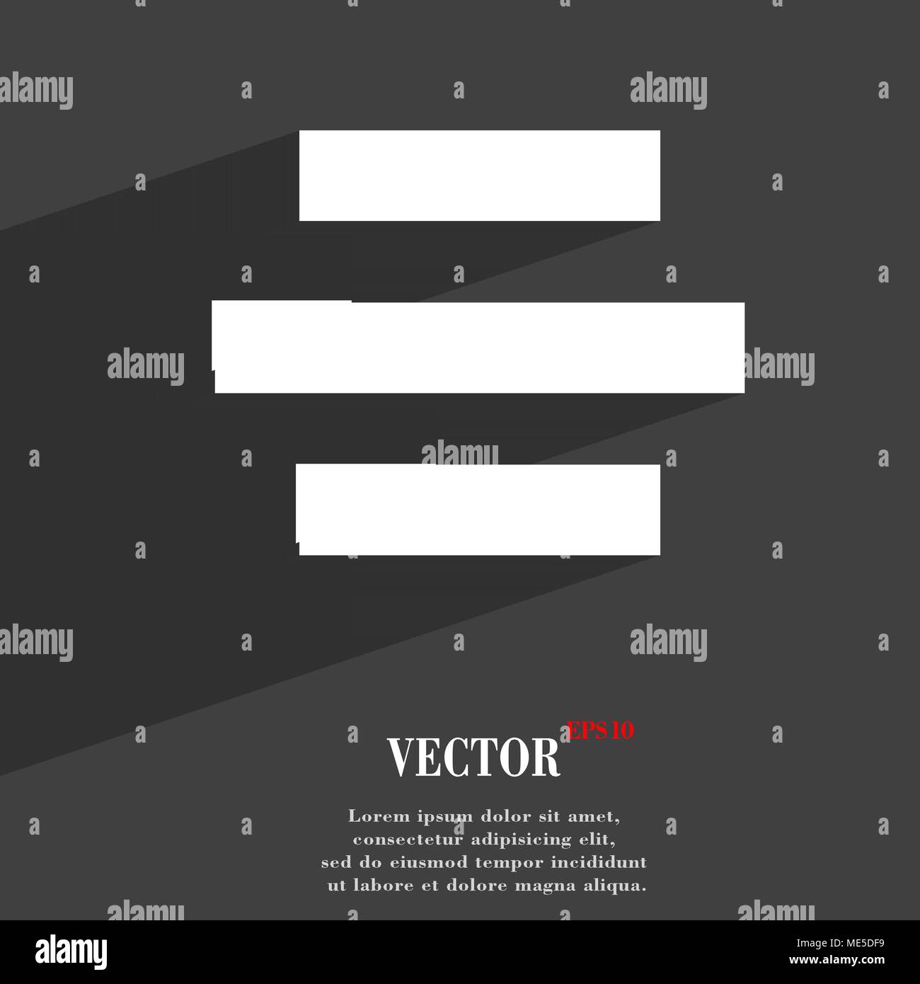 Center alignment icon symbol Flat modern web design with long shadow ...