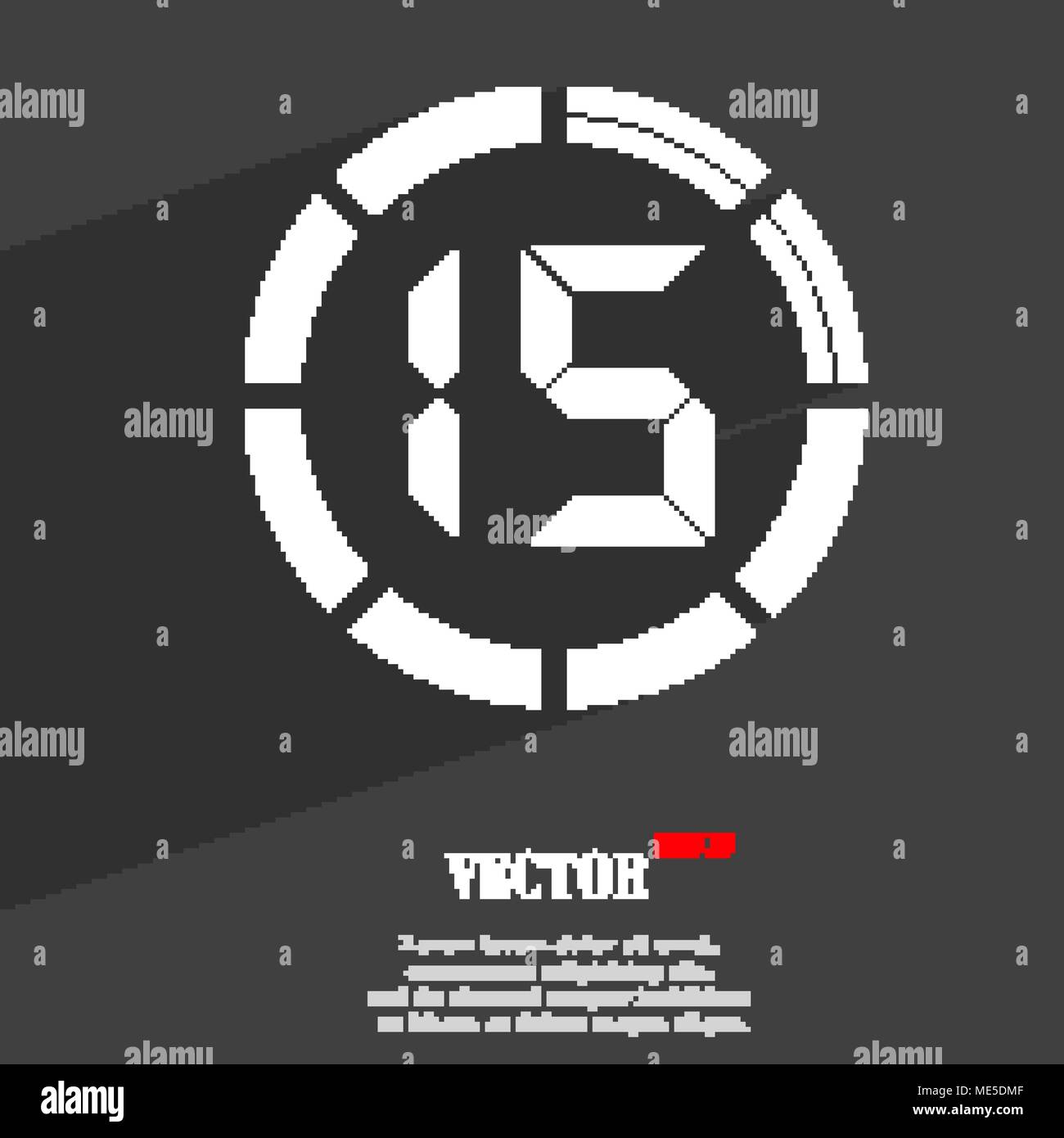 15 second stopwatch icon symbol Flat modern web design with long shadow ...