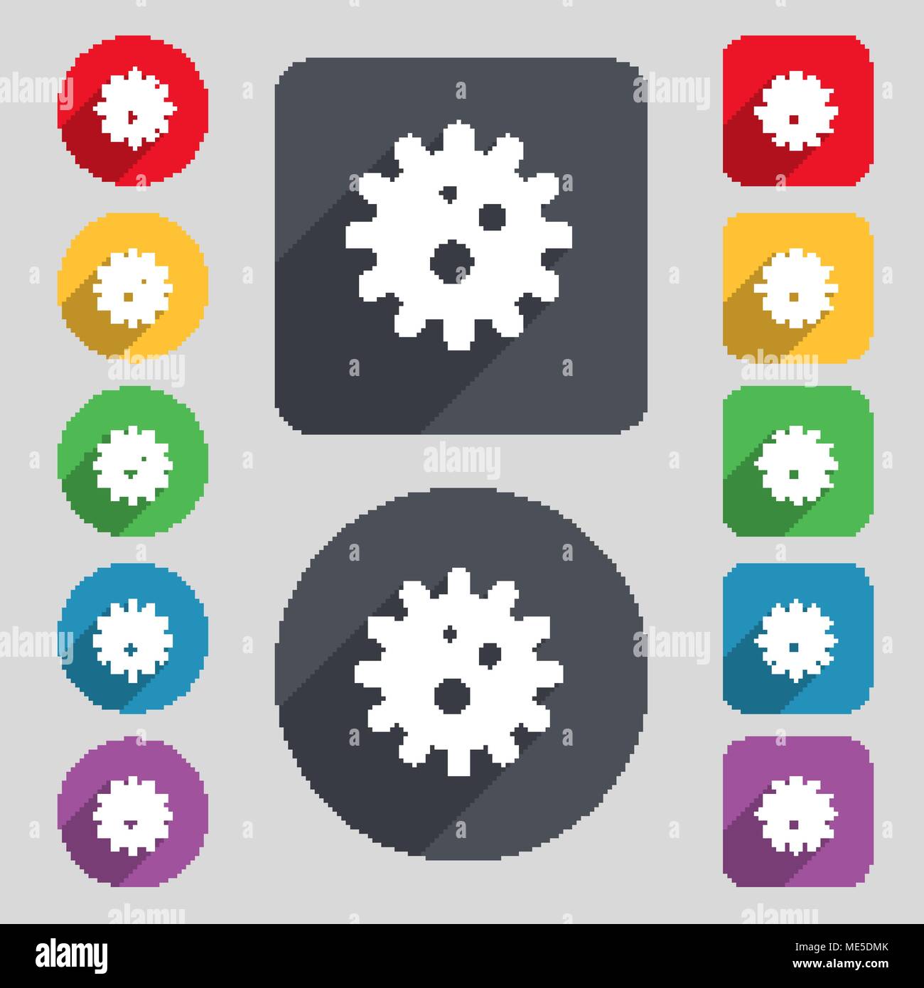 naval mine icon sign. A set of 12 colored buttons and a long shadow ...