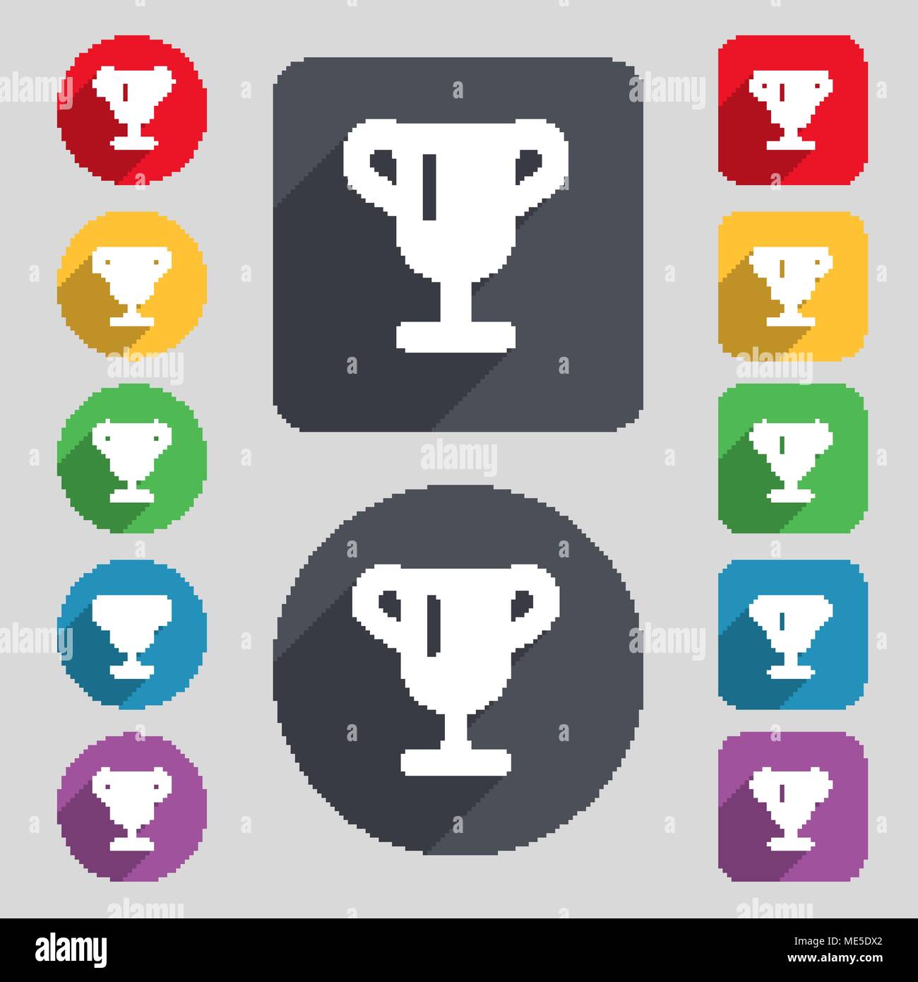 Winner cup, Awarding of winners, Trophy icon sign. A set of 12 colored ...