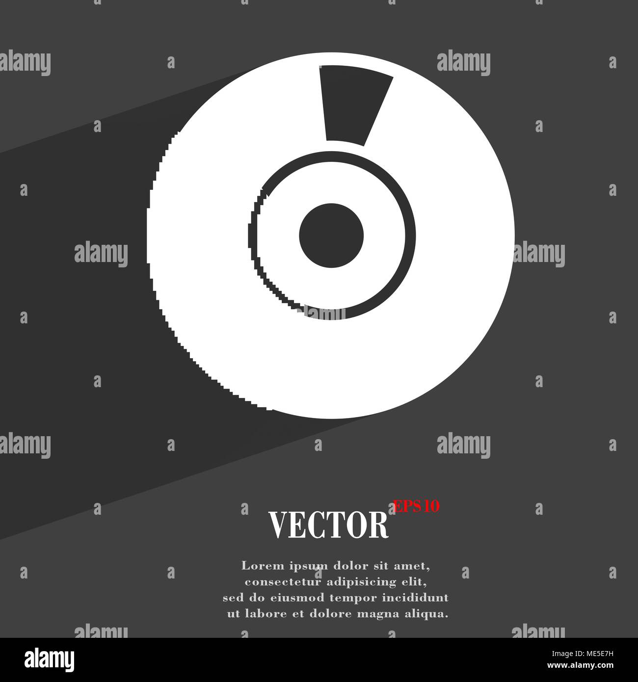 CD or DVD icon symbol Flat modern web design with long shadow and space ...