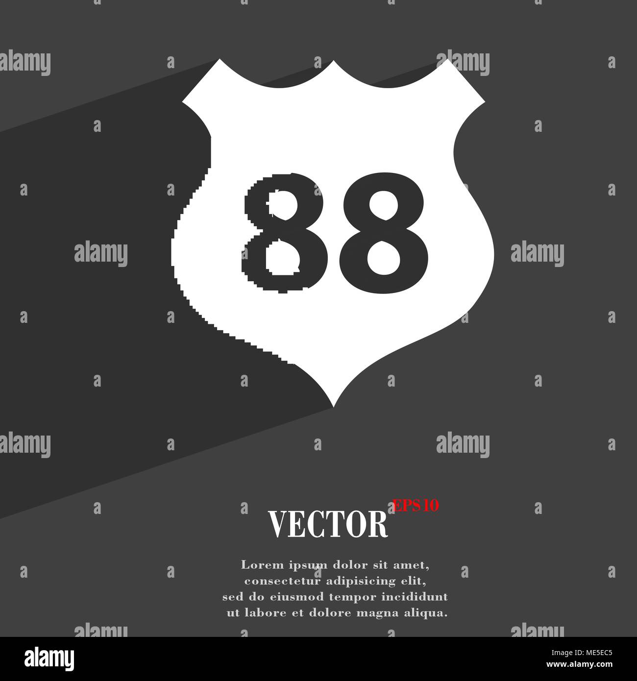 Route 88 highway icon symbol Flat modern web design with long shadow ...