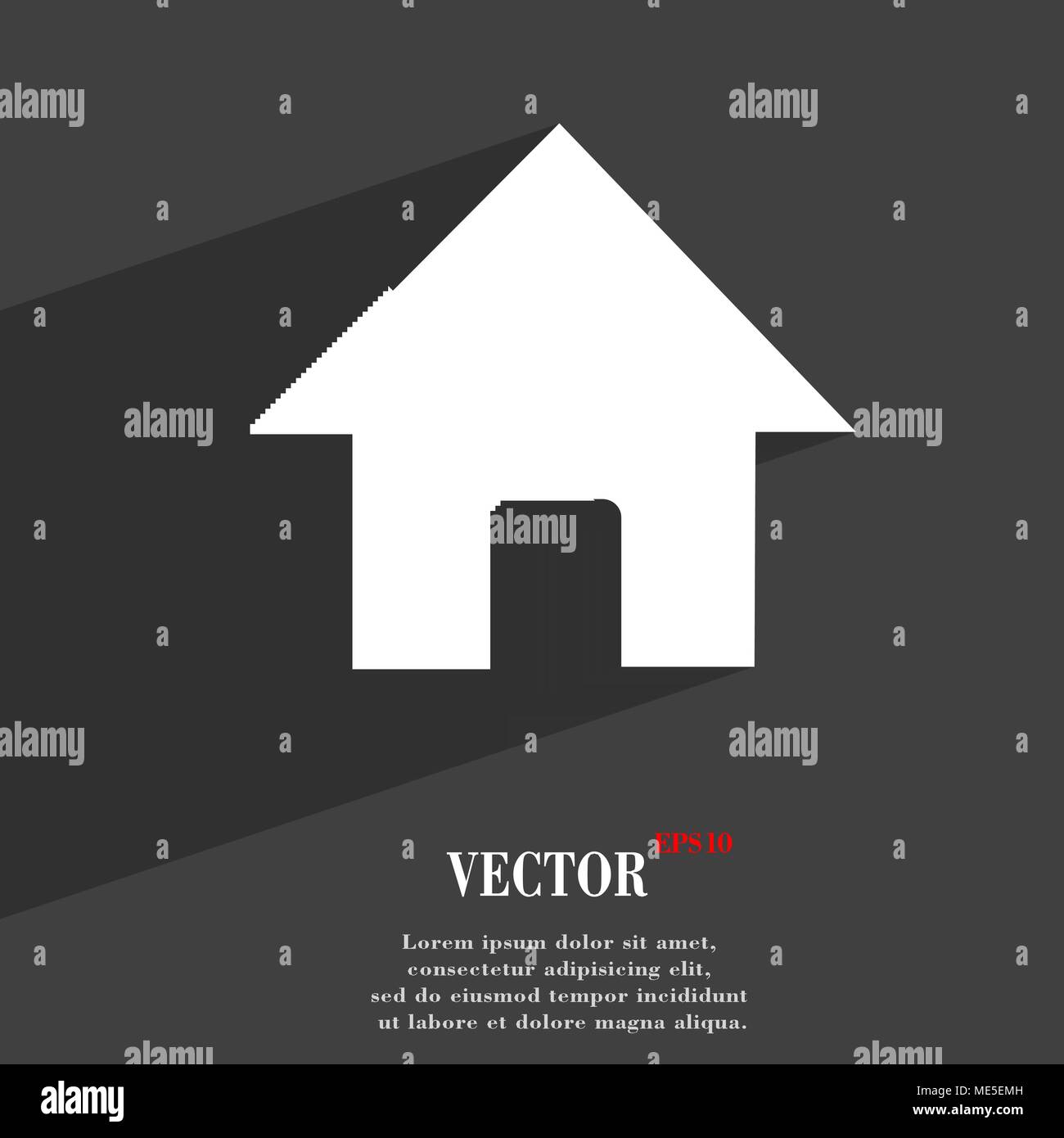 Home, Main page icon symbol Flat modern web design with long shadow and ...