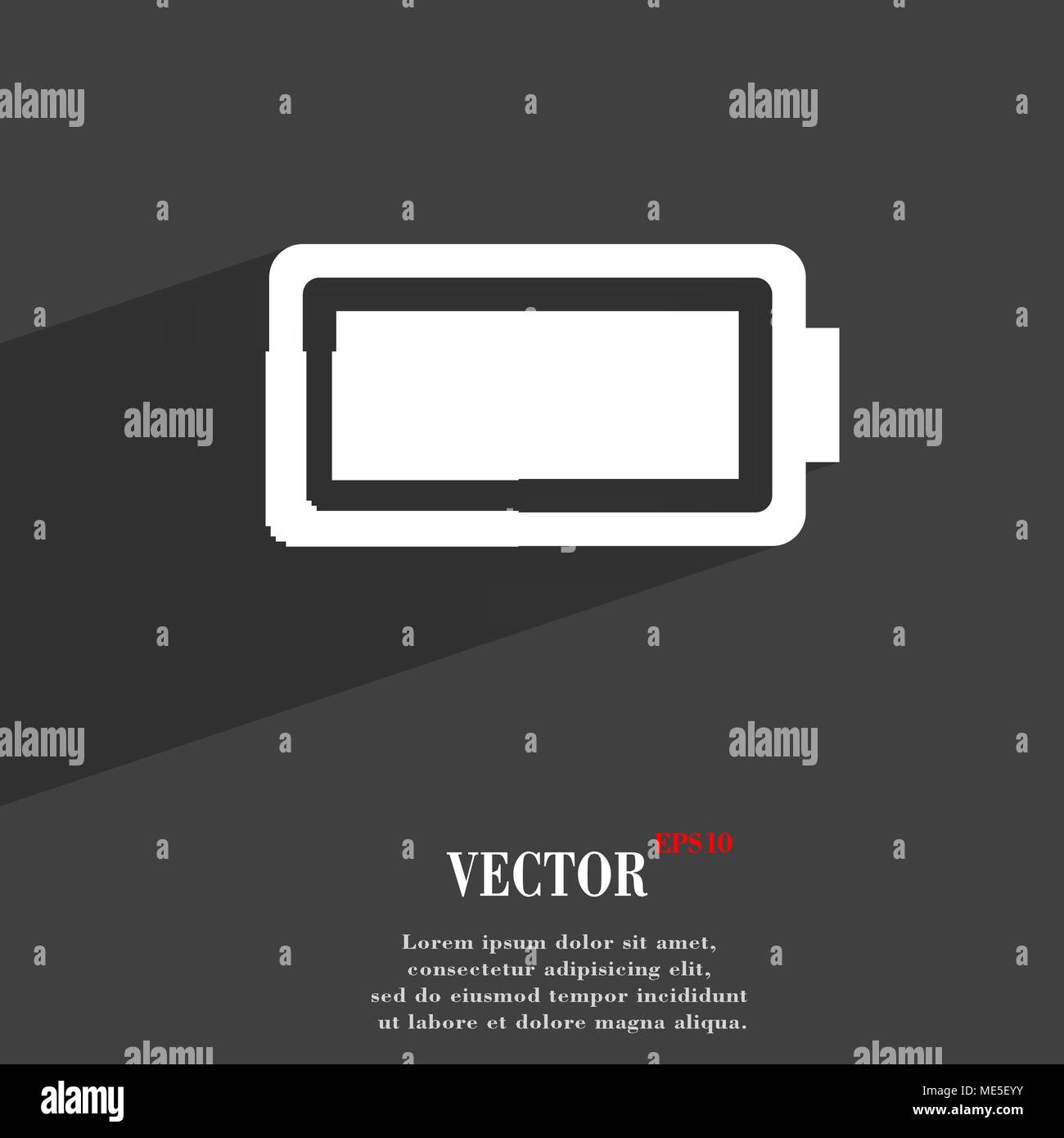 Battery fully charged icon symbol Flat modern web design with long ...