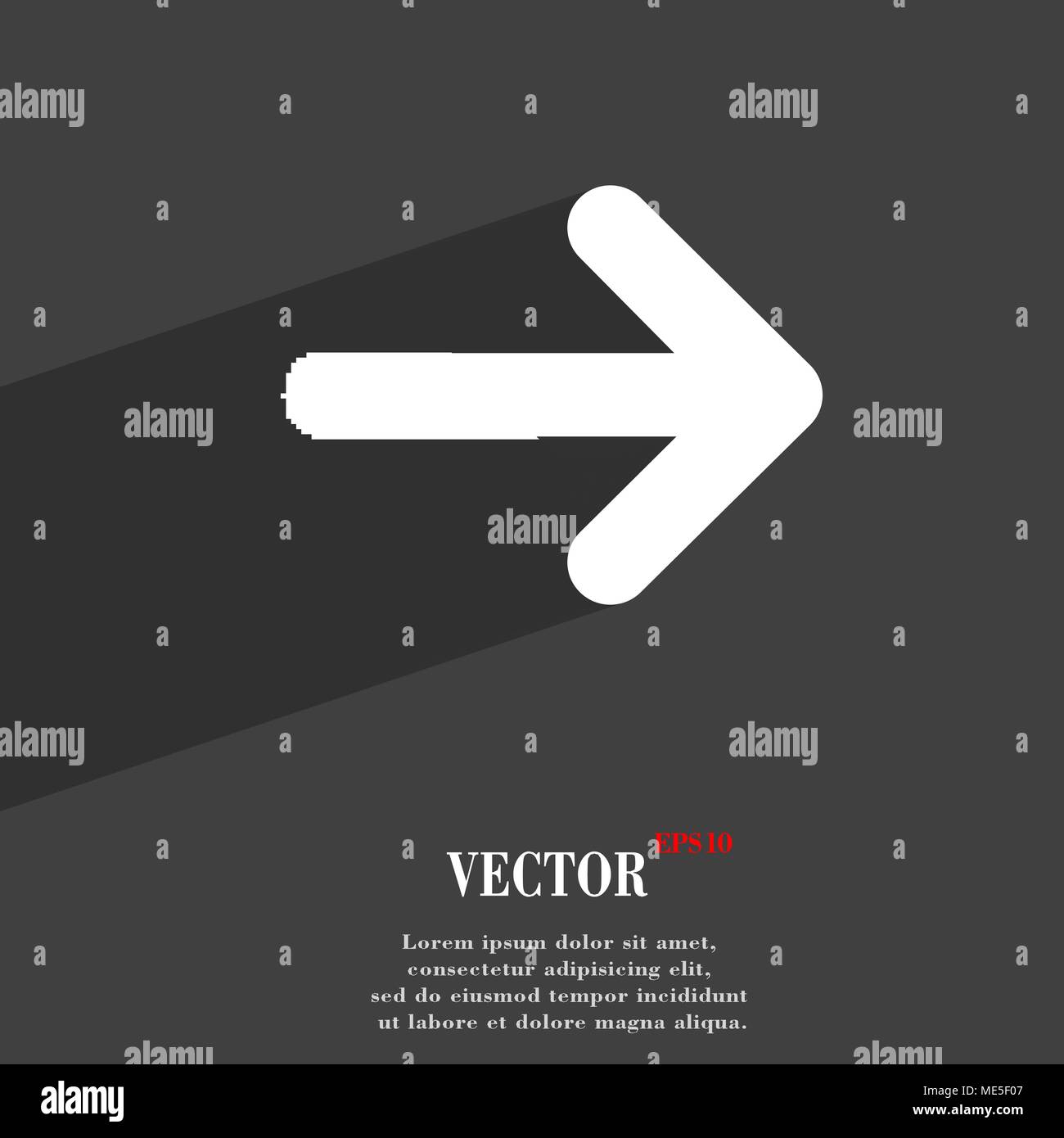 Arrow right, Next icon symbol Flat modern web design with long shadow ...