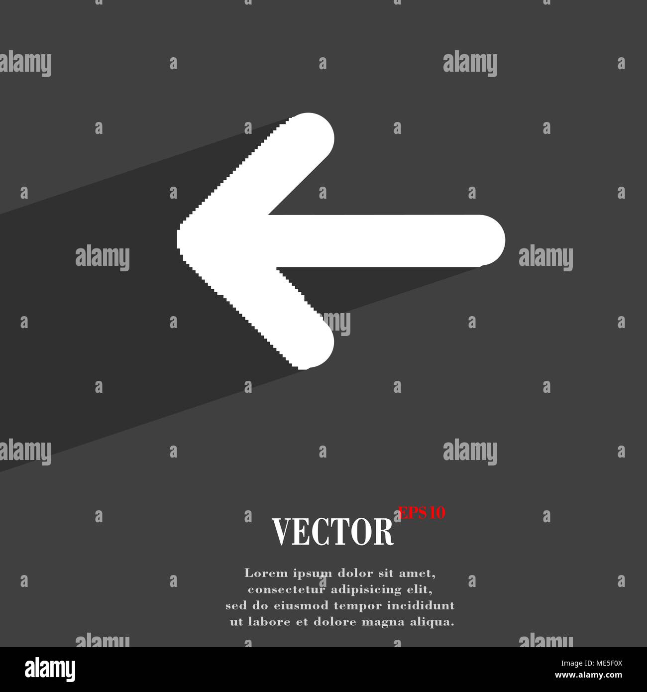 Arrow left, Way out icon symbol Flat modern web design with long shadow ...