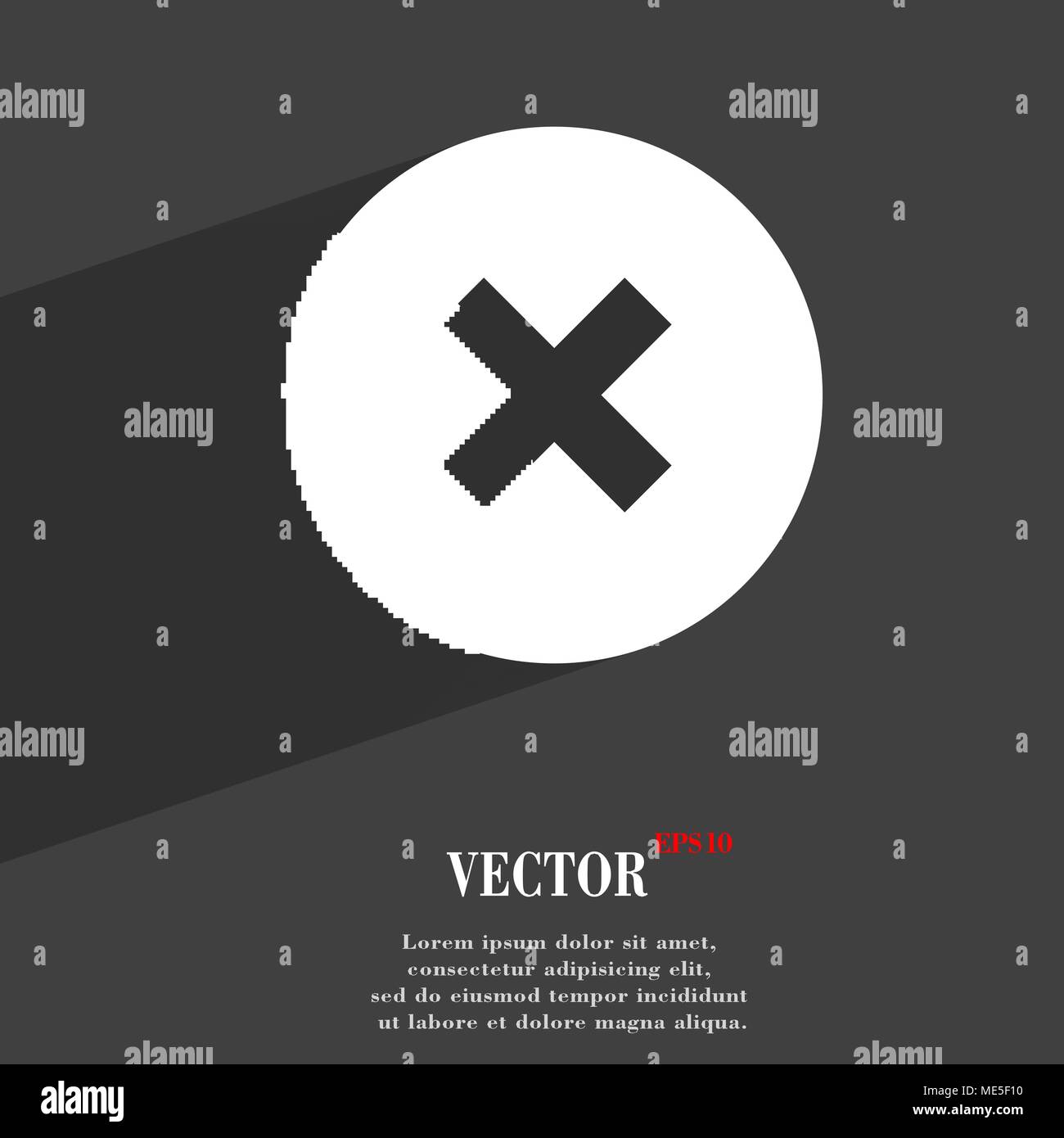 cancel icon symbol Flat modern web design with long shadow and space ...