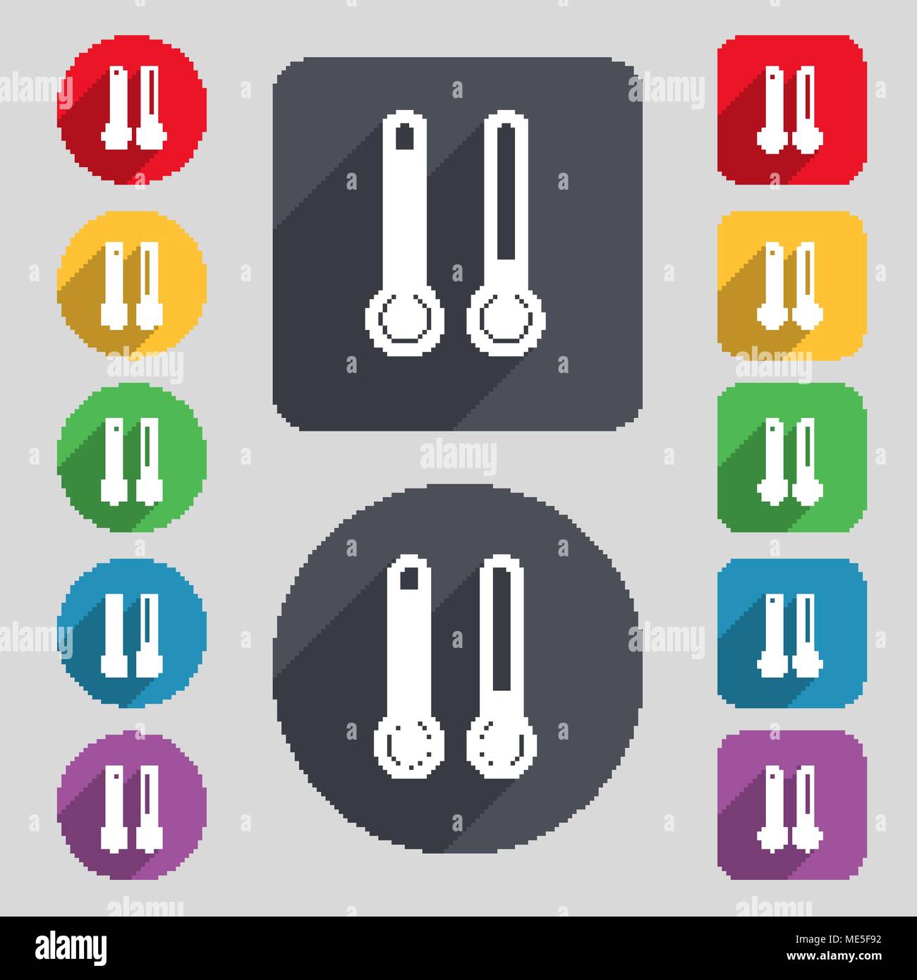 thermometer temperature icon sign. A set of 12 colored buttons and a ...