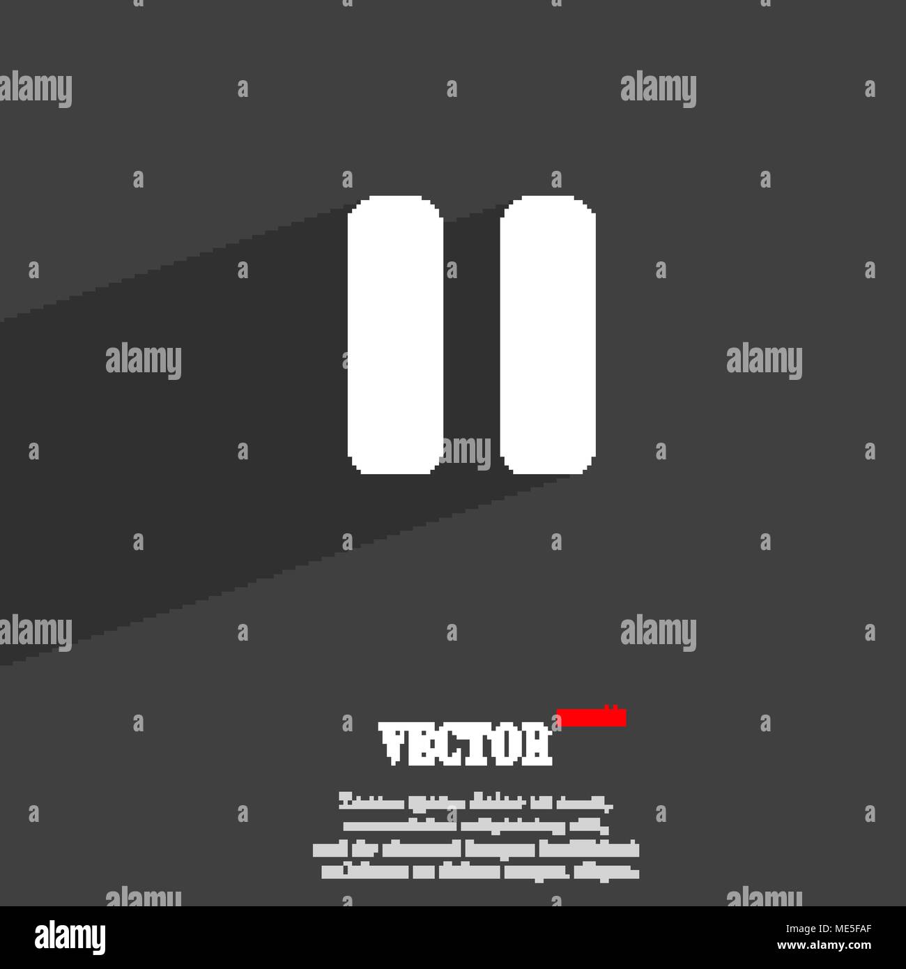 pause icon symbol Flat modern web design with long shadow and space for ...