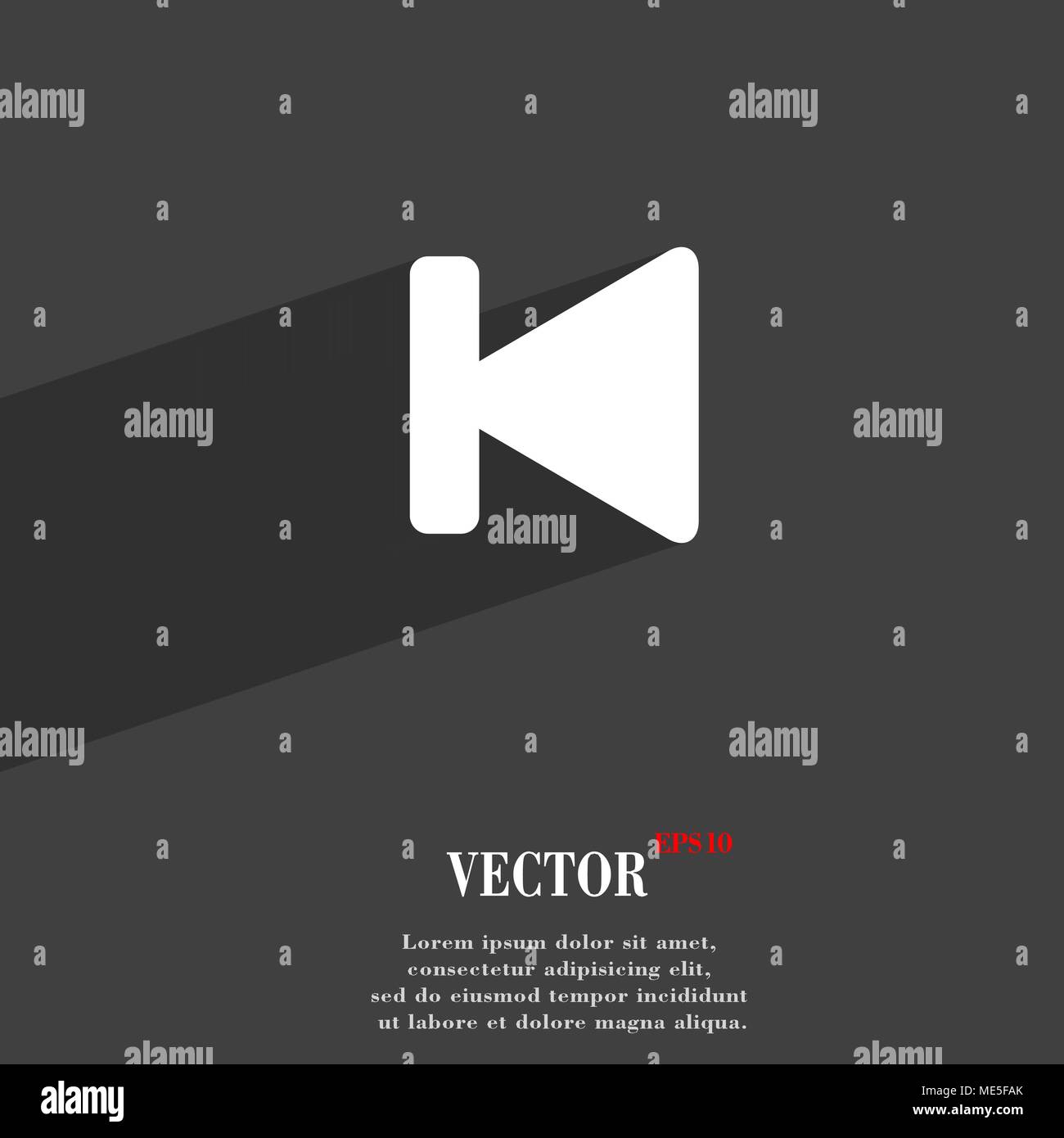 fast backward icon symbol Flat modern web design with long shadow and ...