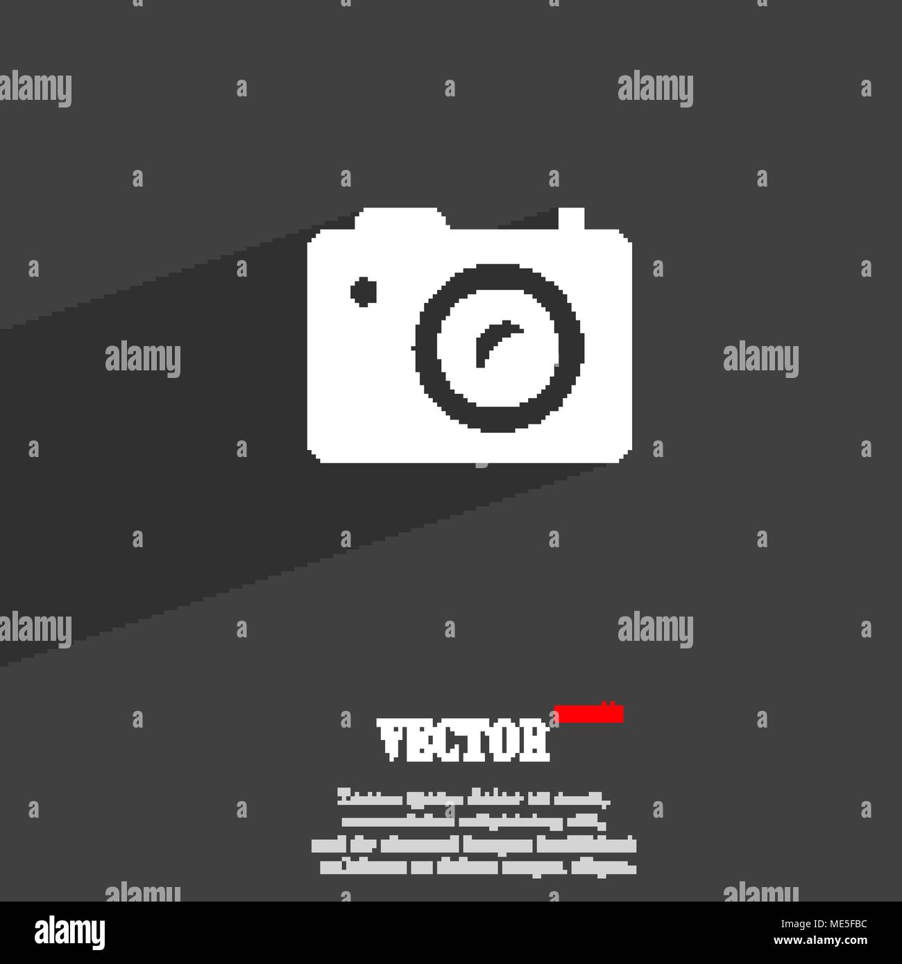 Digital photo camera icon symbol Flat modern web design with long ...