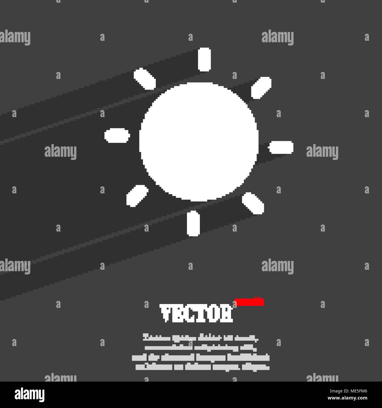 Sun icon symbol Flat modern web design with long shadow and space for ...