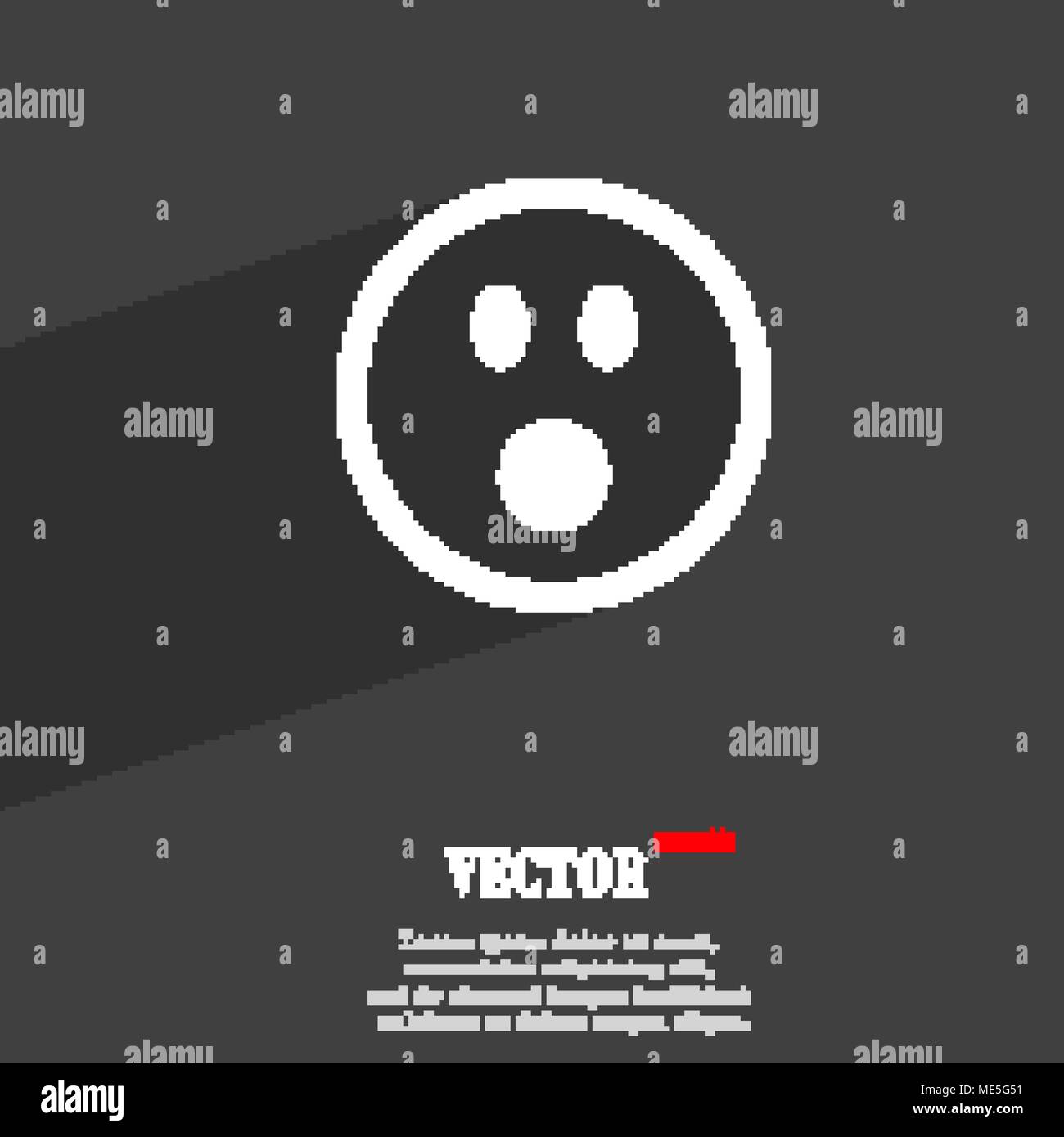 Shocked Face Smiley icon symbol Flat modern web design with long shadow ...