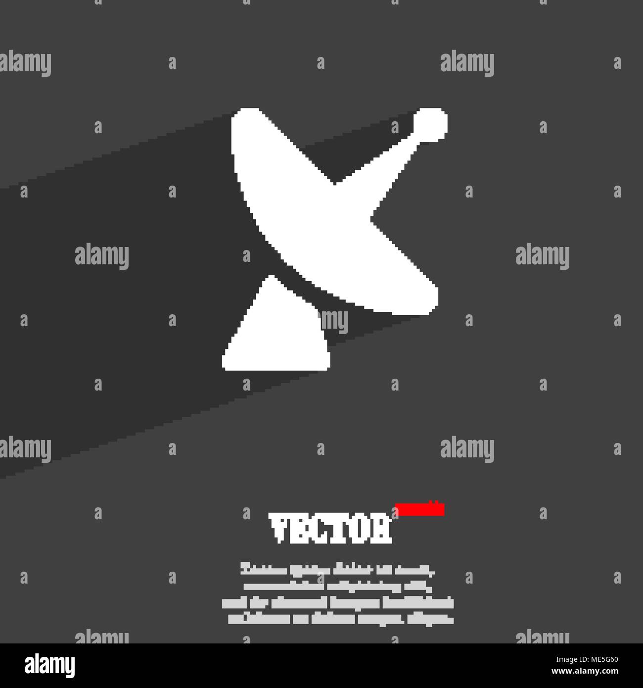 Satellite dish icon symbol Flat modern web design with long shadow and ...
