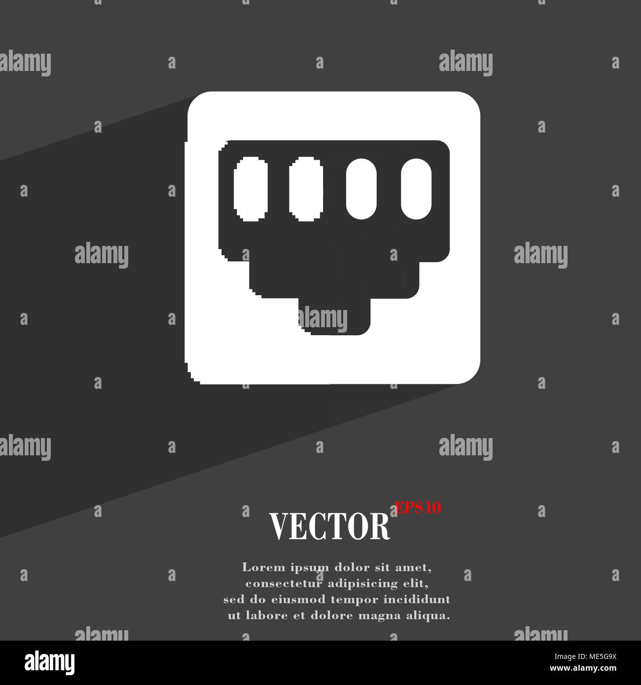 cable rj45, Patch Cord icon symbol Flat modern web design with long ...