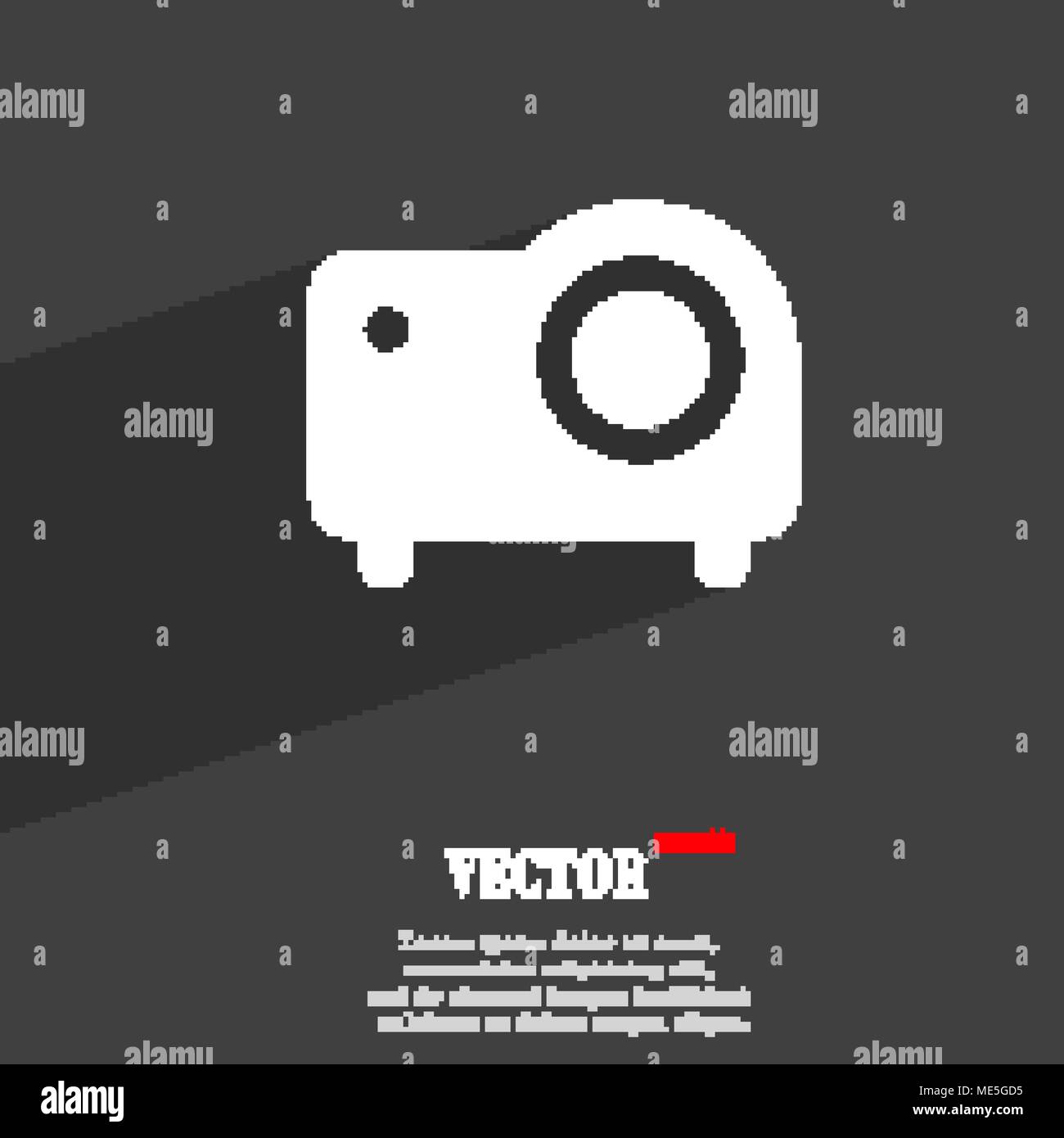 projector icon symbol Flat modern web design with long shadow and space ...