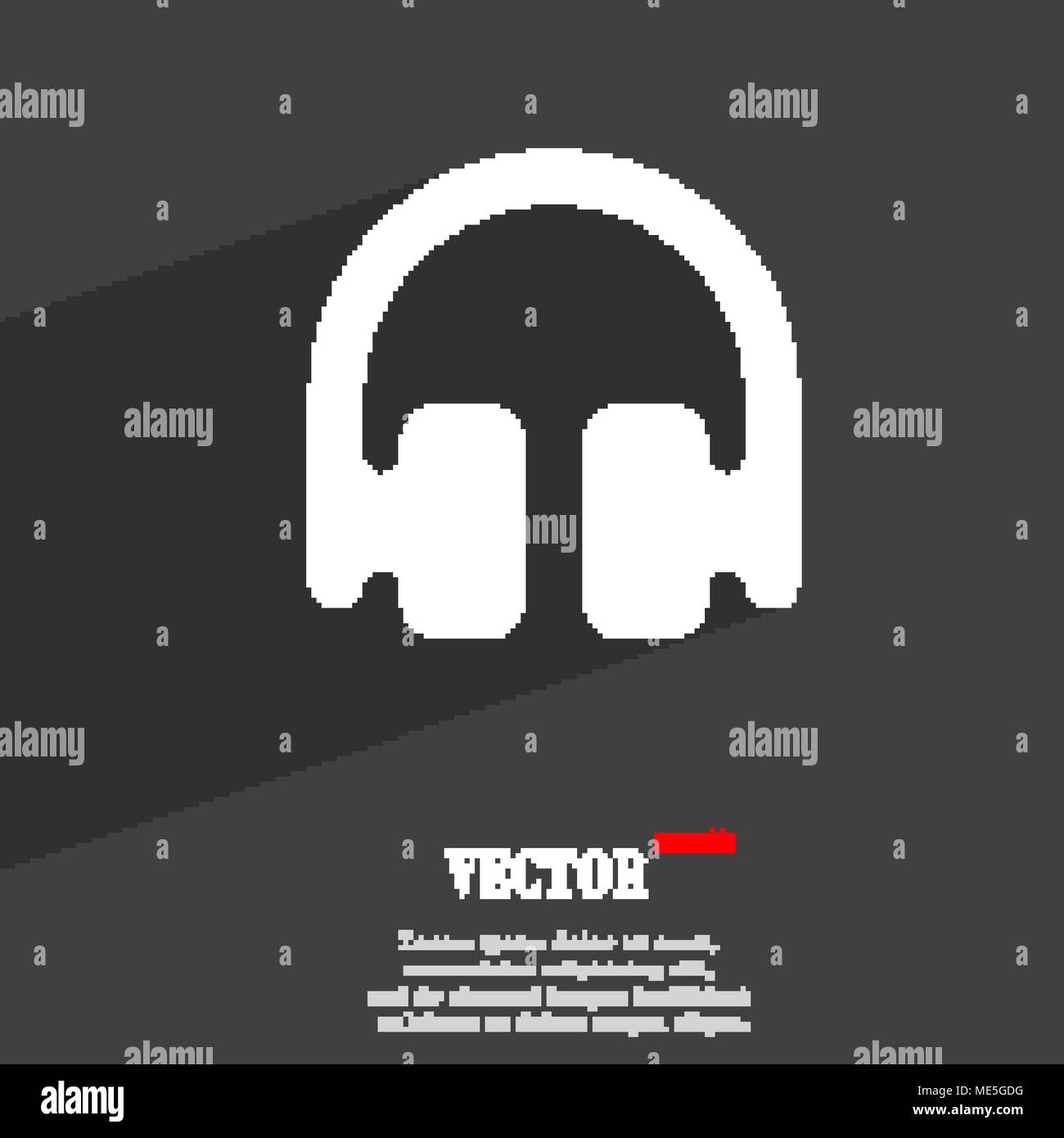 Headphones, Earphones icon symbol Flat modern web design with long ...