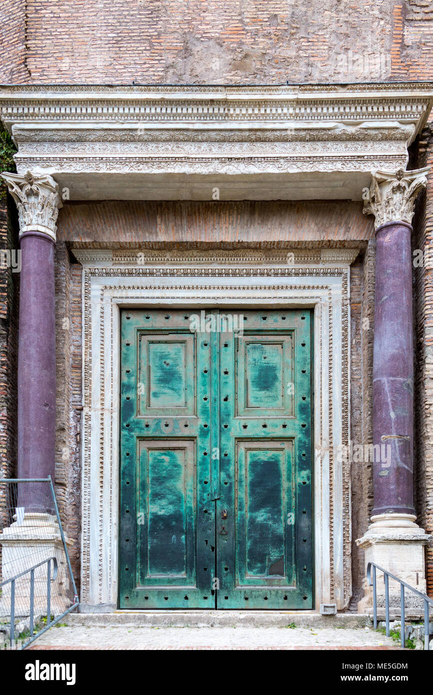 Rome, Italy - February 21, 2015: A colorful door inside the grounds of ...