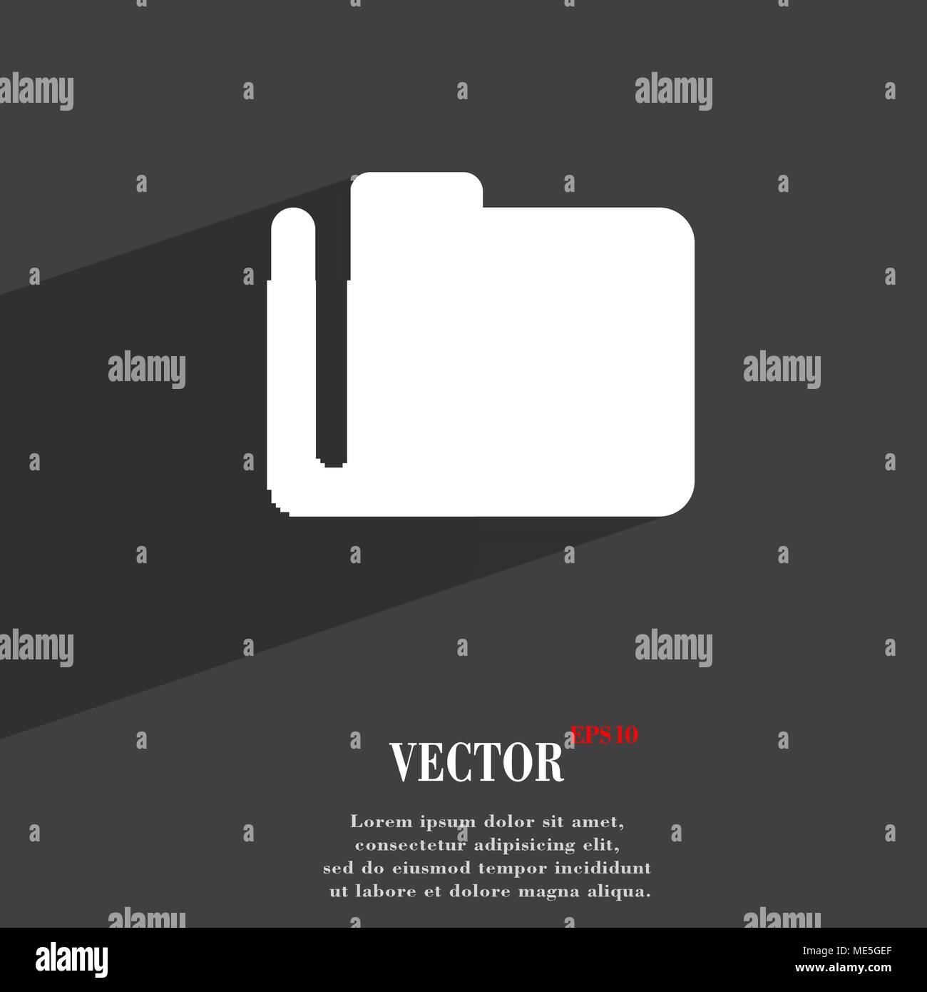 Document folder icon symbol Flat modern web design with long shadow and ...