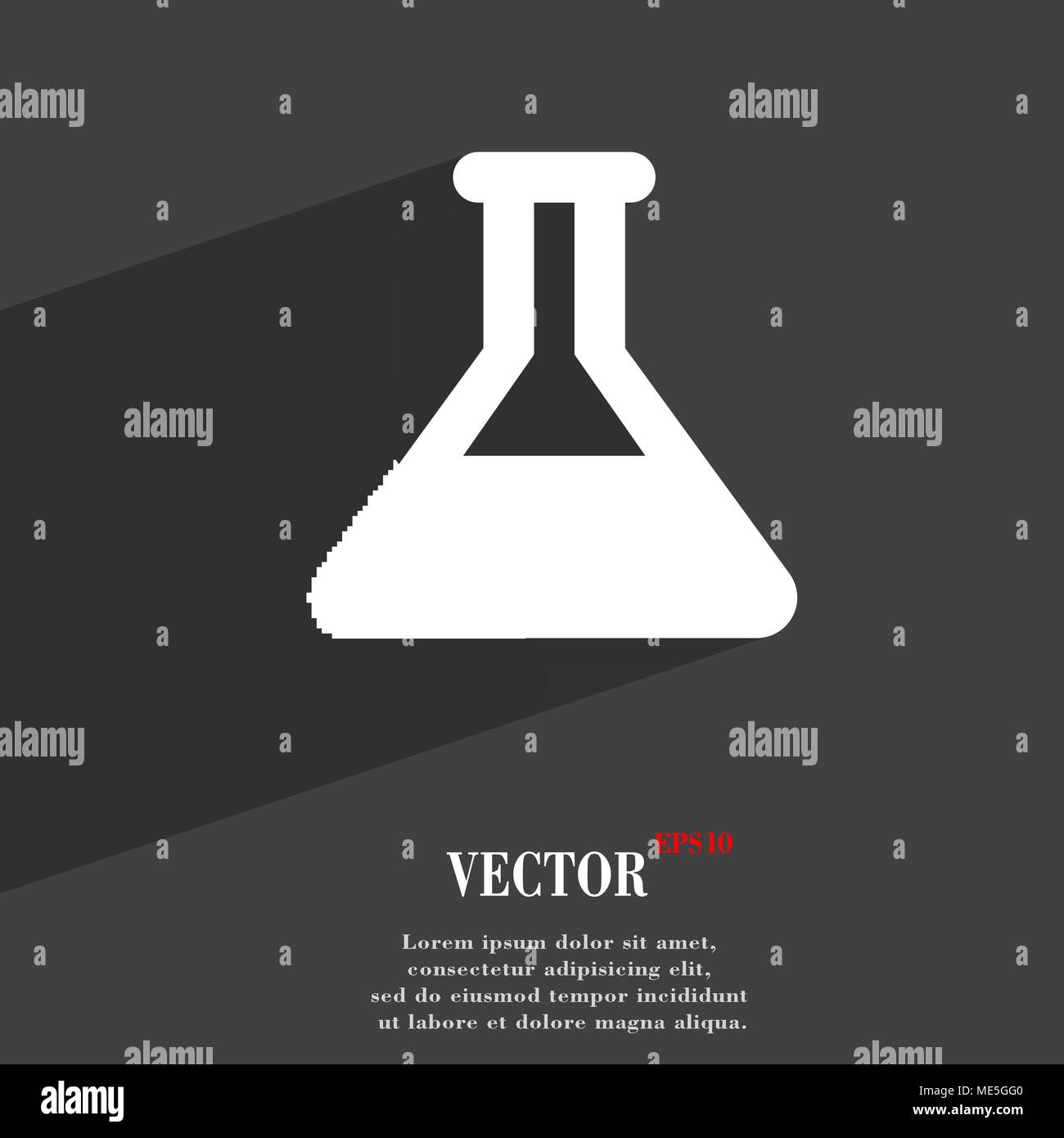 Conical Flask icon symbol Flat modern web design with long shadow and ...