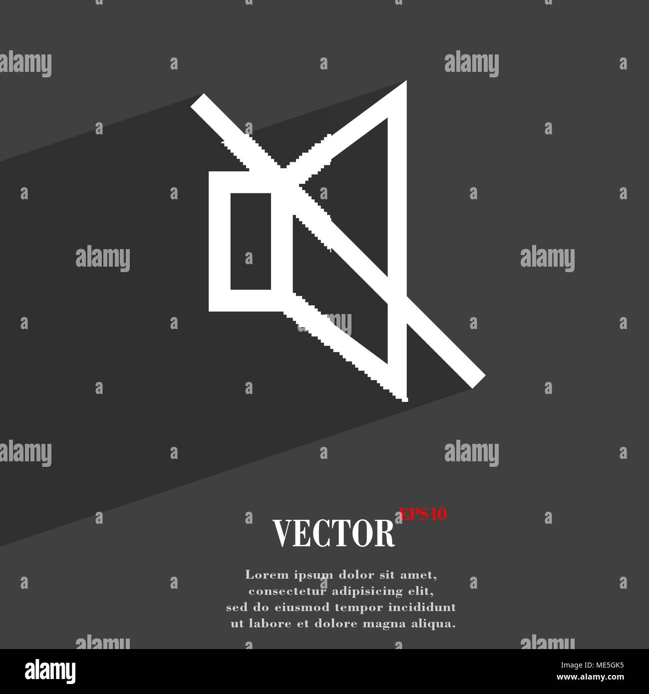 without sound, mute icon symbol Flat modern web design with long shadow ...